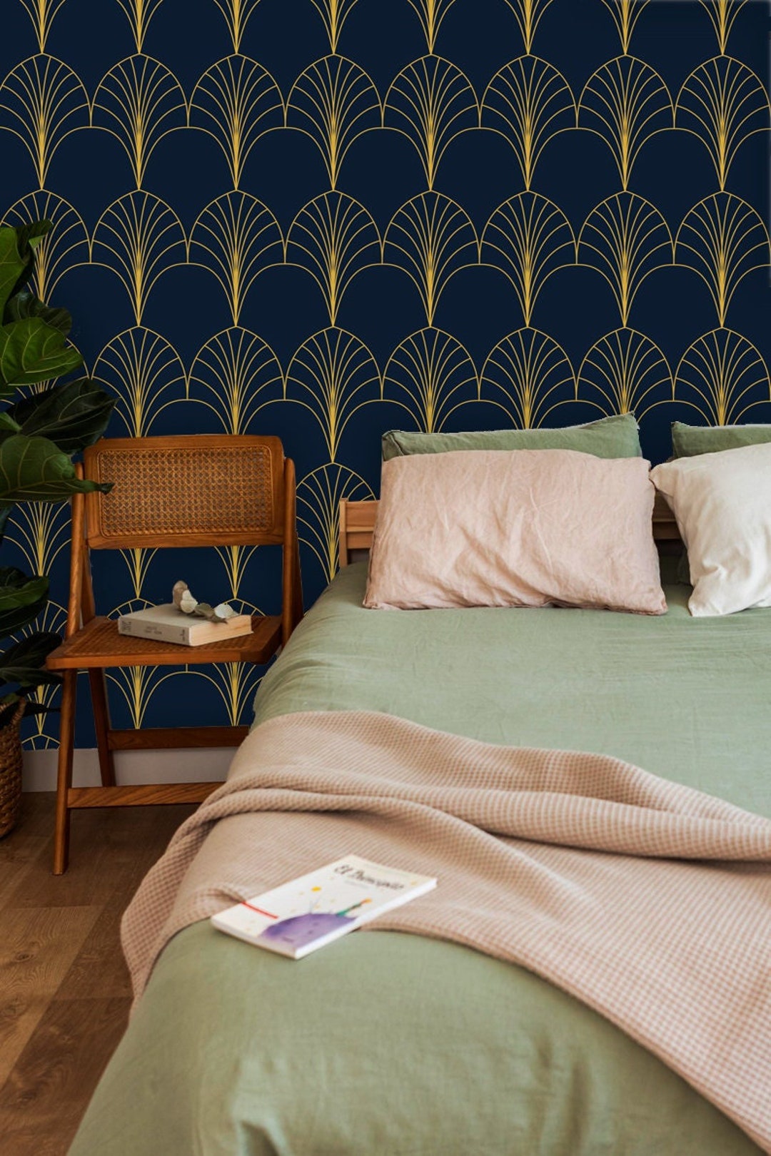 Art Deco Dark Traditional 3D Wallpaper - Etsy