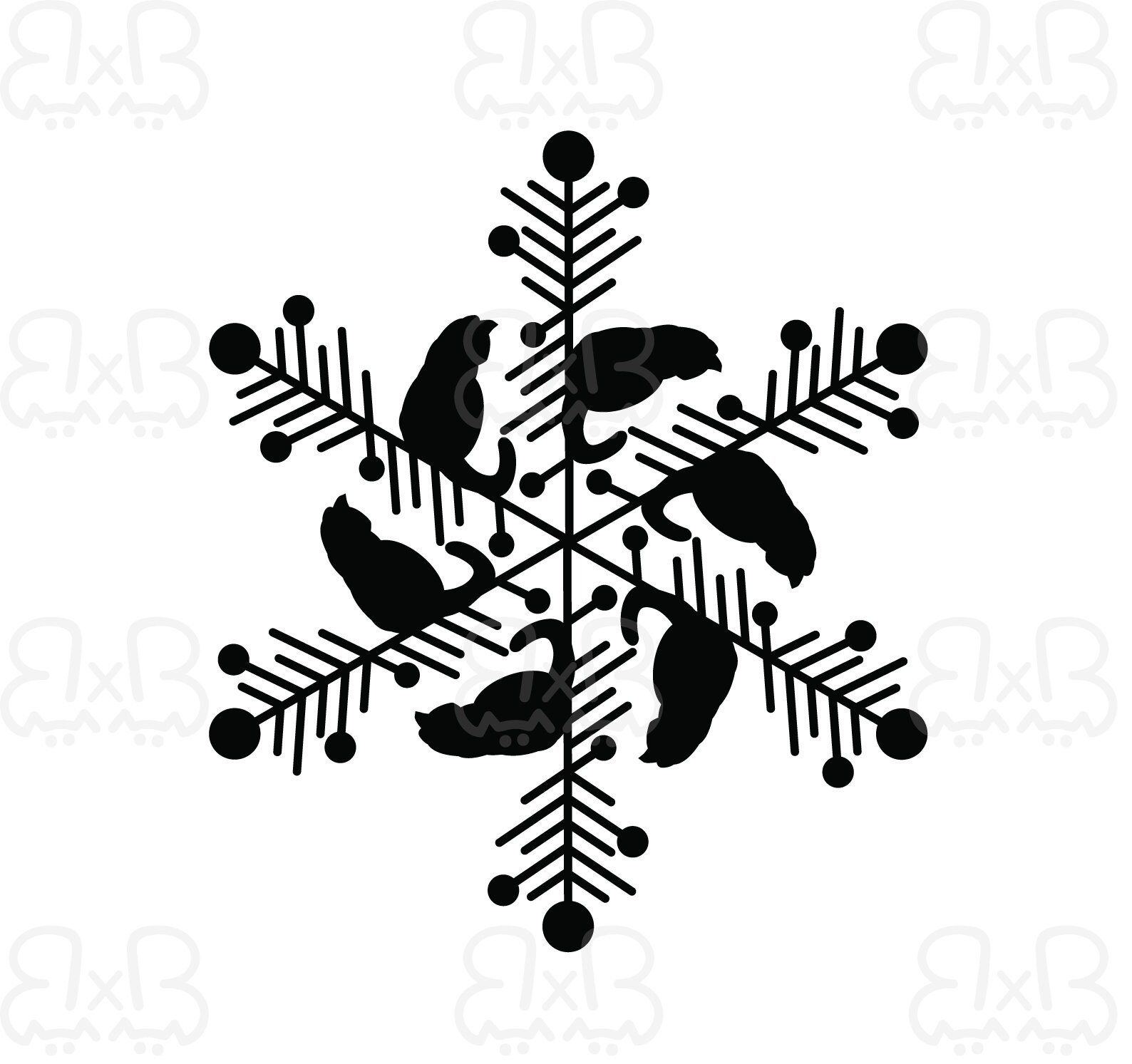 Cat Snowflake - SVG - Cricut Svg, Cameo Svg, Vector File, Cutting File - Etsy