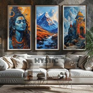 Shiva Wandkunst, Mount Kailash Malerei, Hindu Gott Illustration, Hindu Gott Kunst, Hindu ...