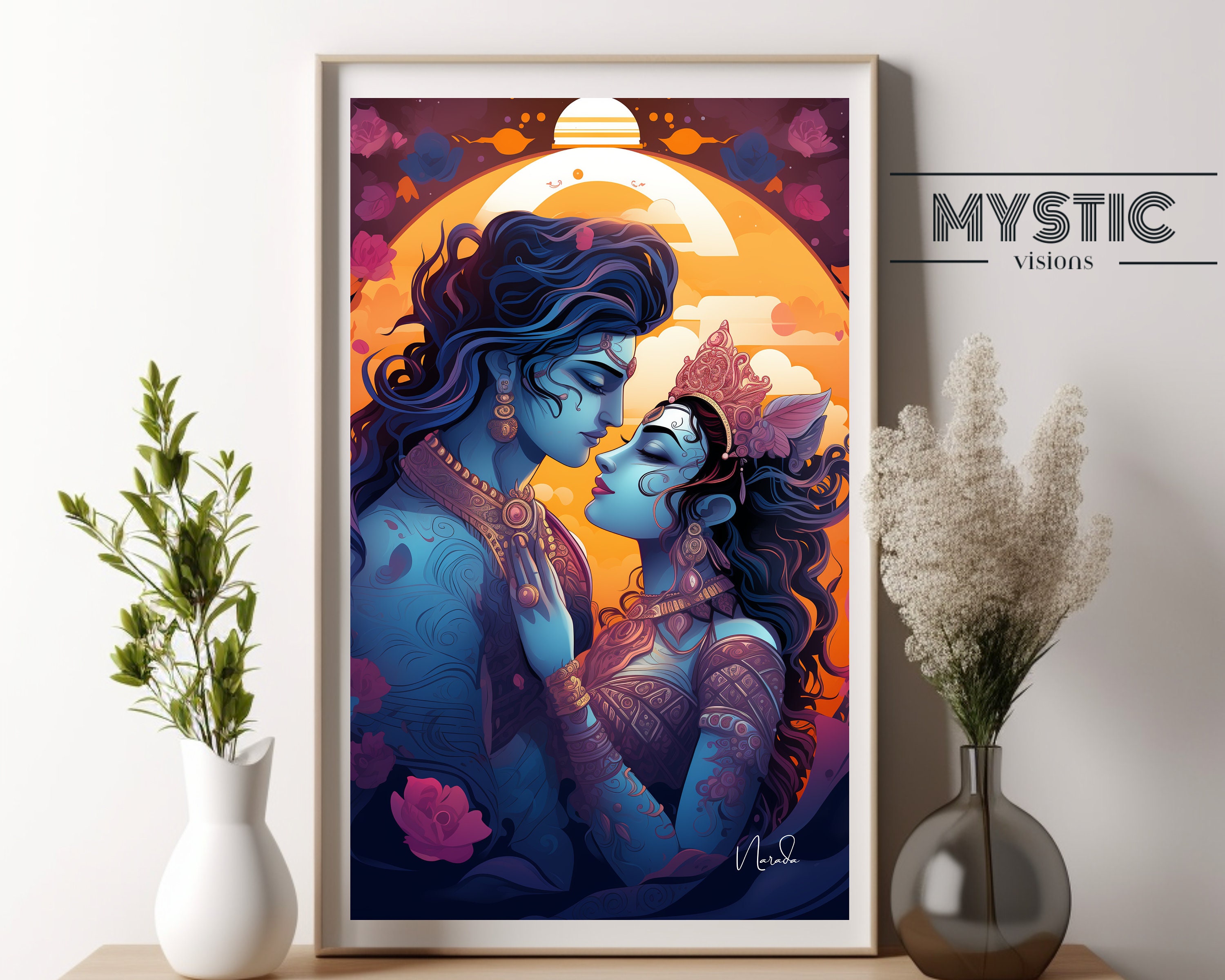 Radha Krishna Art Print, Hindu God Illustration (digital Download) - Etsy