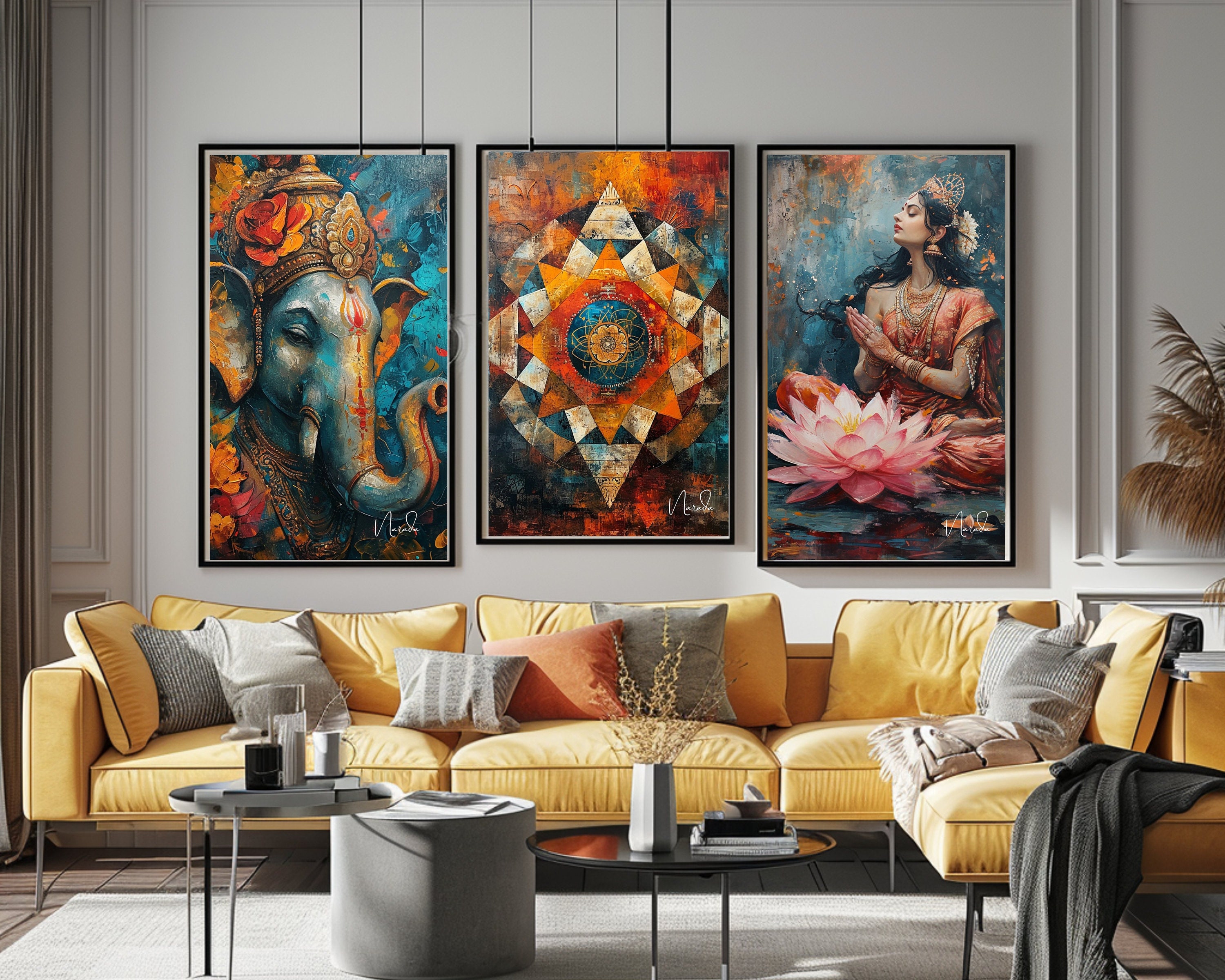 Ganesha Print,lakshmi Poster,sri Yantra Art,hindu Wall Art Hindu ...