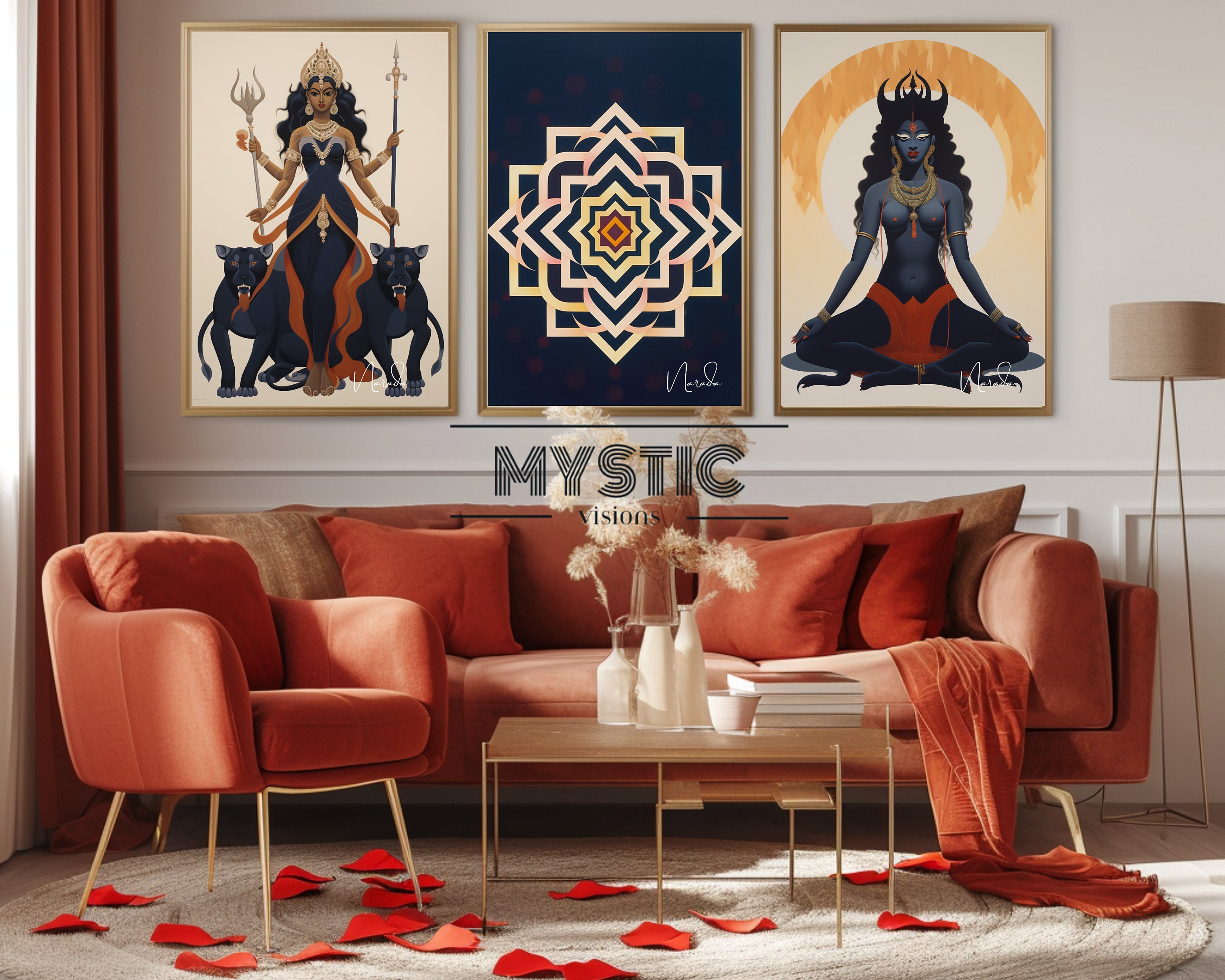 Kali Painting, Sri Yantra Art, Durga Illustration, Spiritual Wall Decor ...