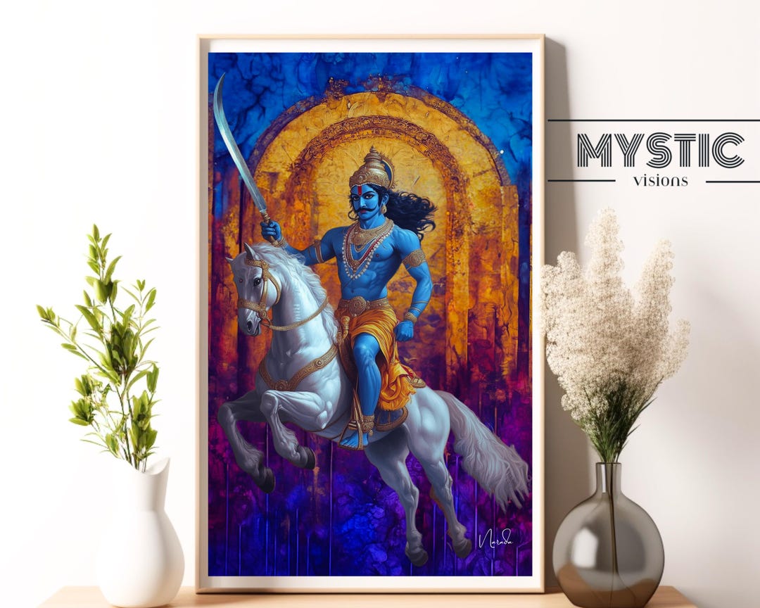 Kalki Painting, Karupaswamy Digital Print, Kalki Spiritual Illustration ...