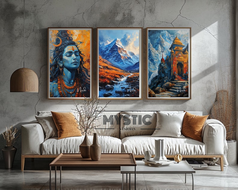 Shiva Wandkunst, Mount Kailash Malerei, Hindu Gott Illustration, Hindu Gott Kunst, Hindu ...