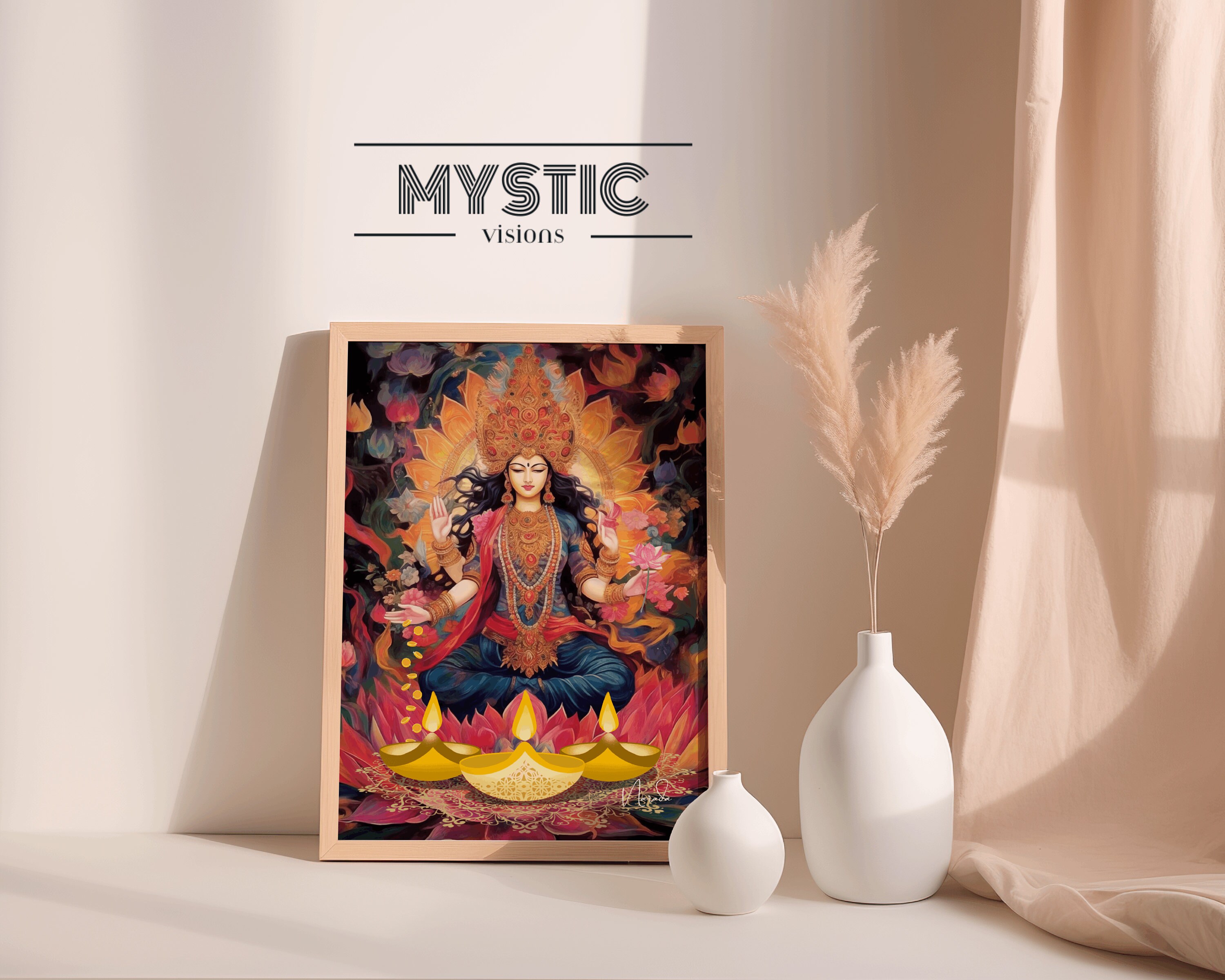 Lakshmi Art, Digital Diwali Illustration, Diwali Decor, Lakshmi Devi ...