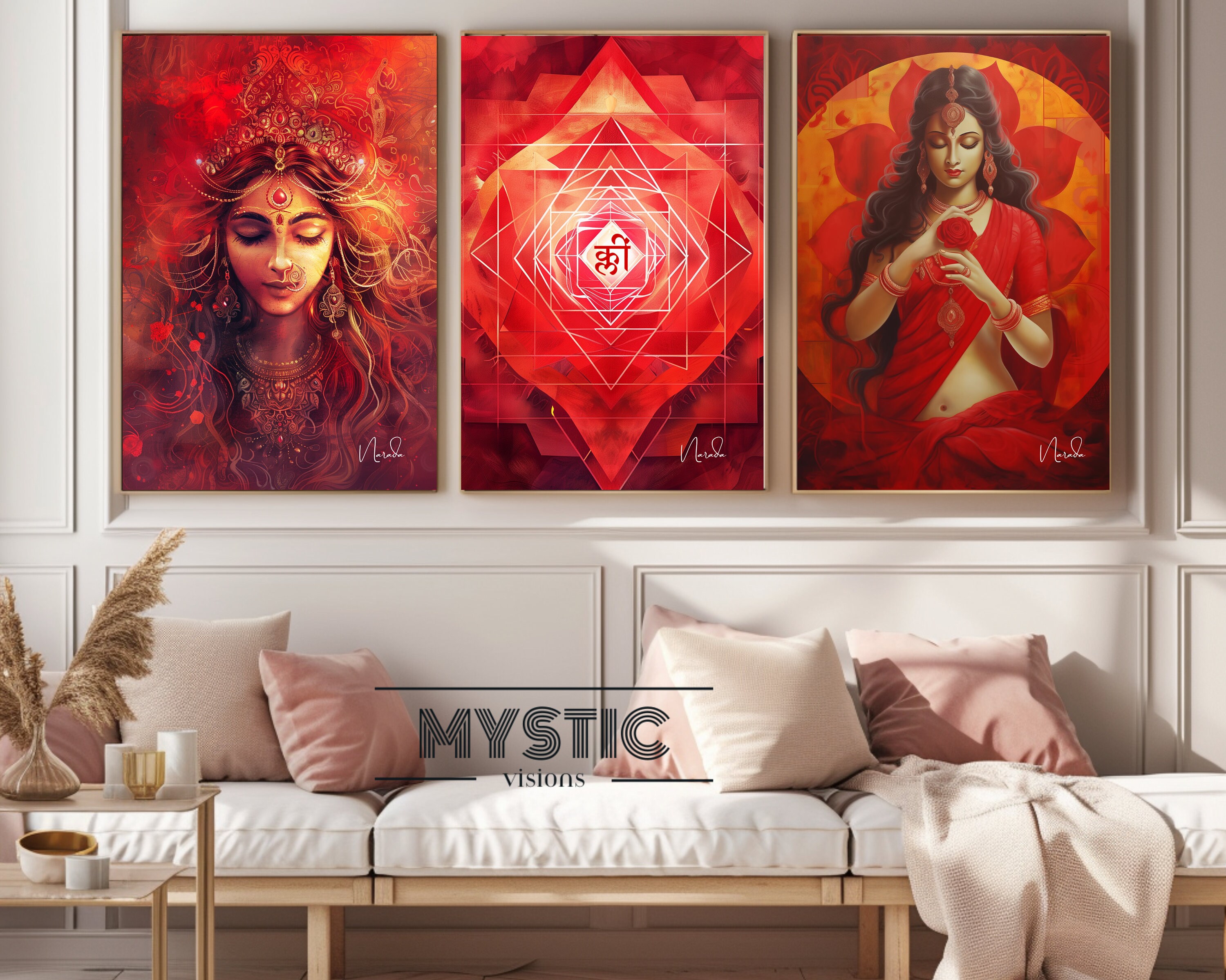 Parvati Painting, Kleem Illustration, Sri Yantra, Spiritual Wall Decor ...