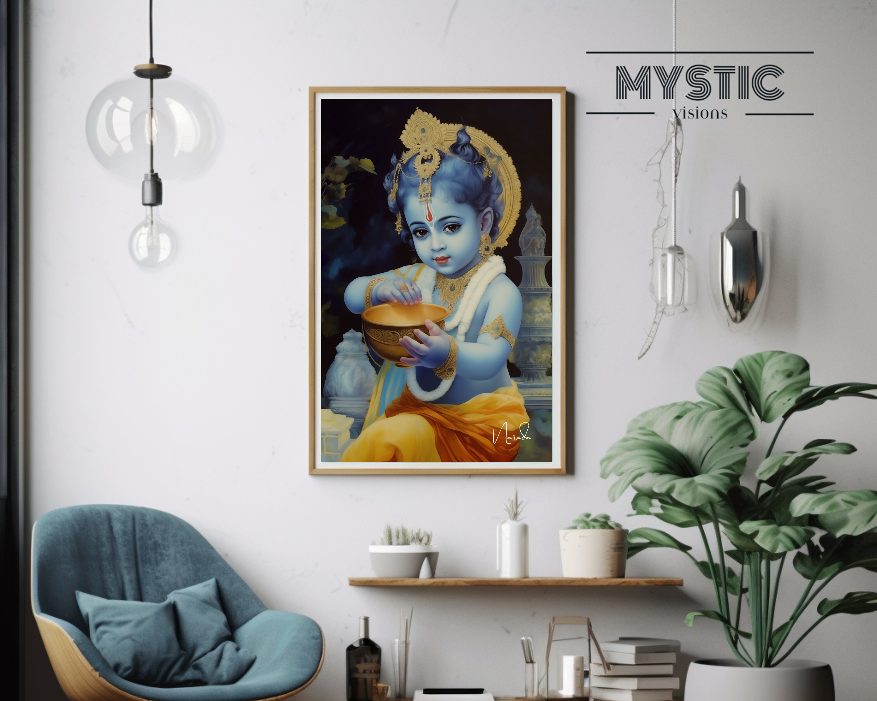 Baby Krishna Wall Art, Baby Krishna Painting, Instant Download, Hindu ...