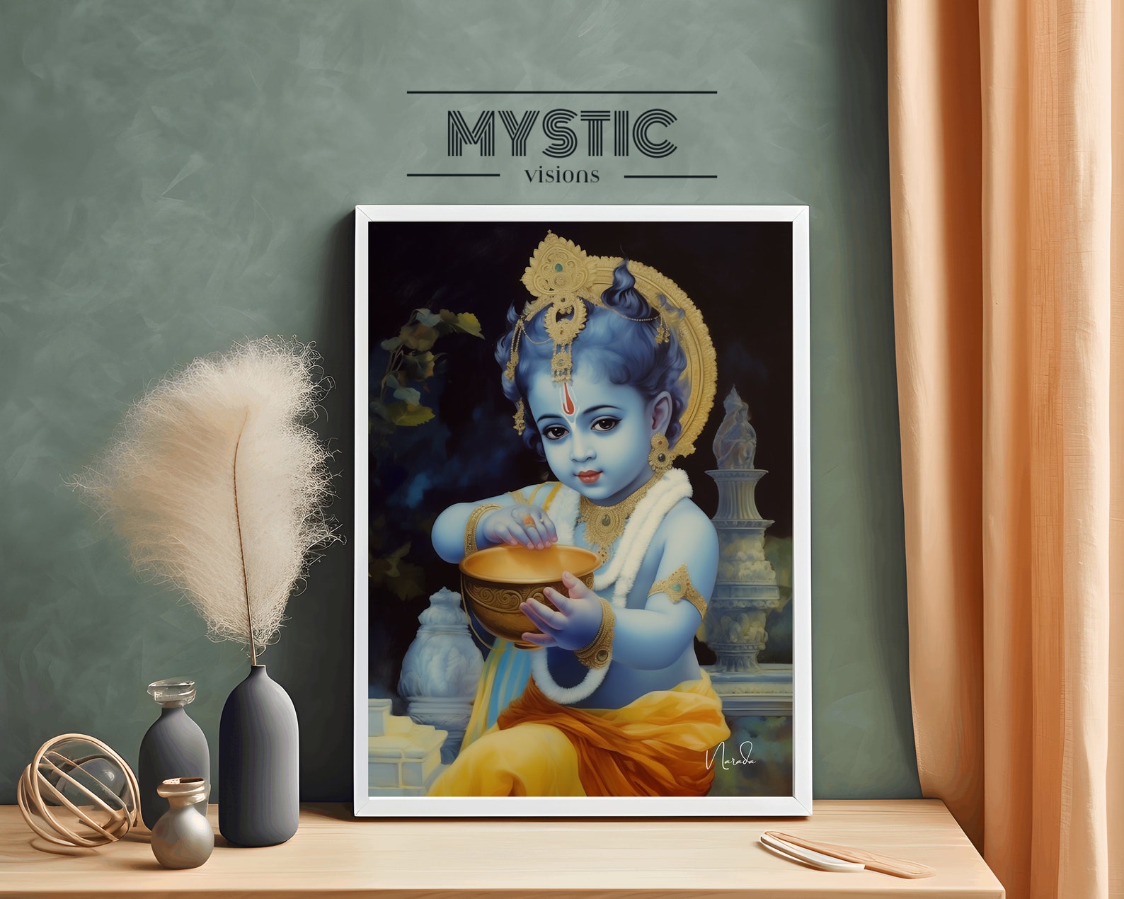 Baby Krishna Wall Art, Baby Krishna Painting, Instant Download, Hindu ...