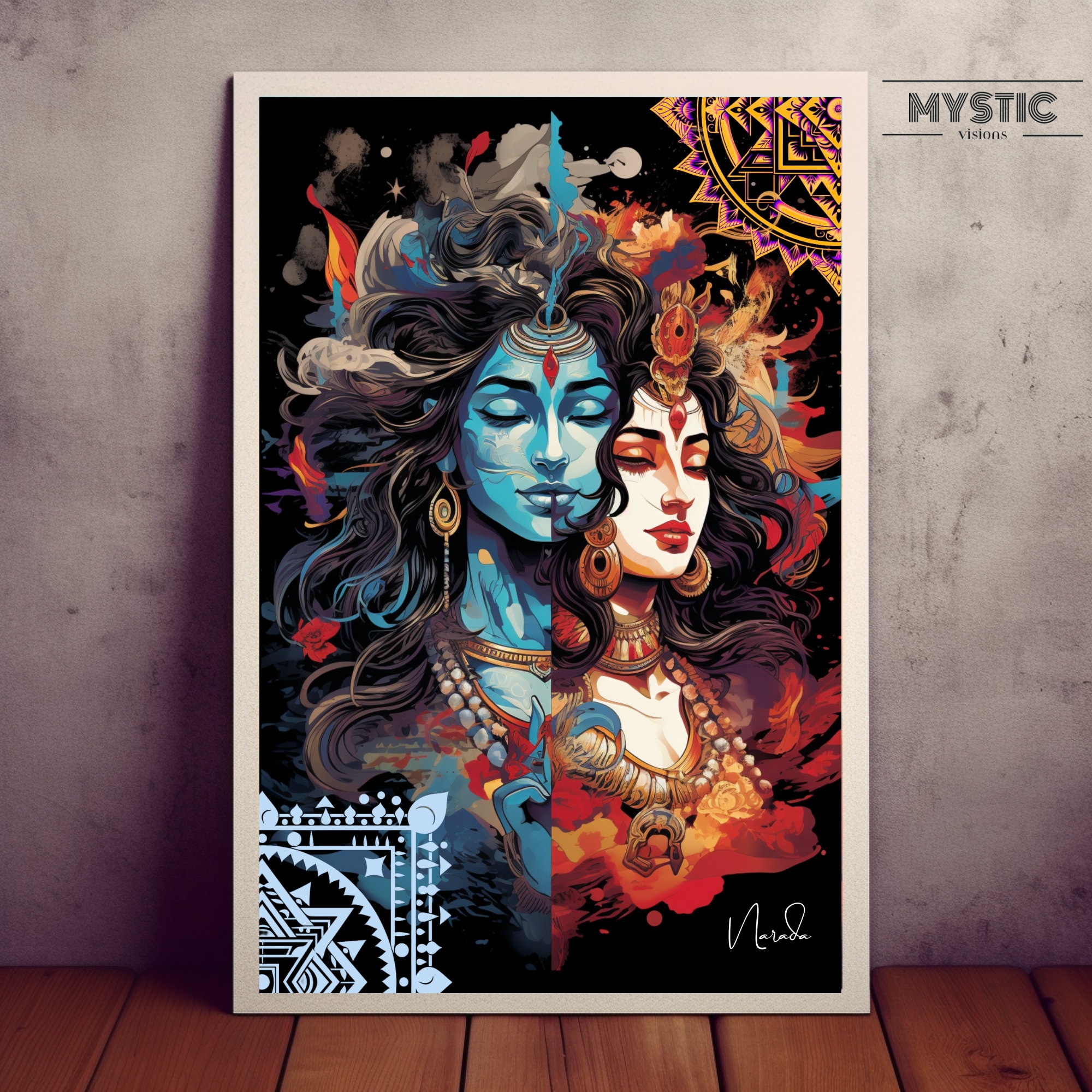 Shiva Shakti Painting Instant Downloadshiva Shakti Poster - Etsy