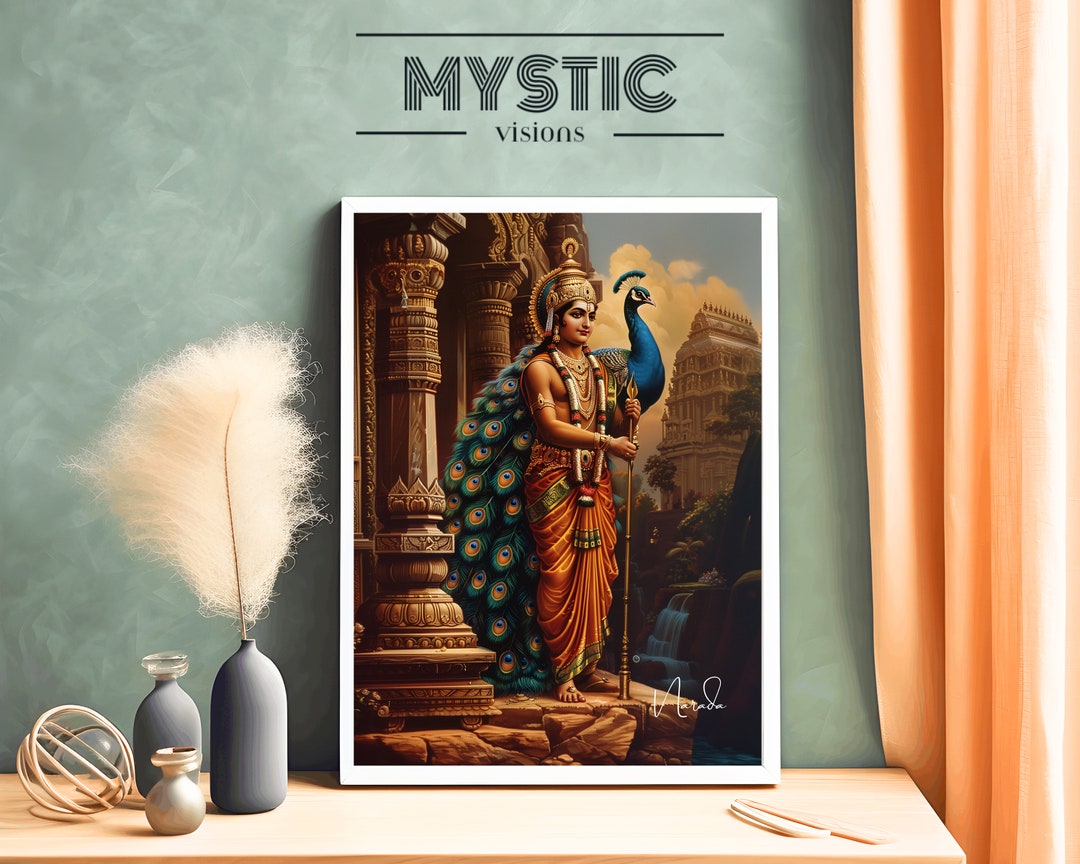 Muruga Painting, Kartikeya Digital Print, Muruga Spiritual Illustration ...