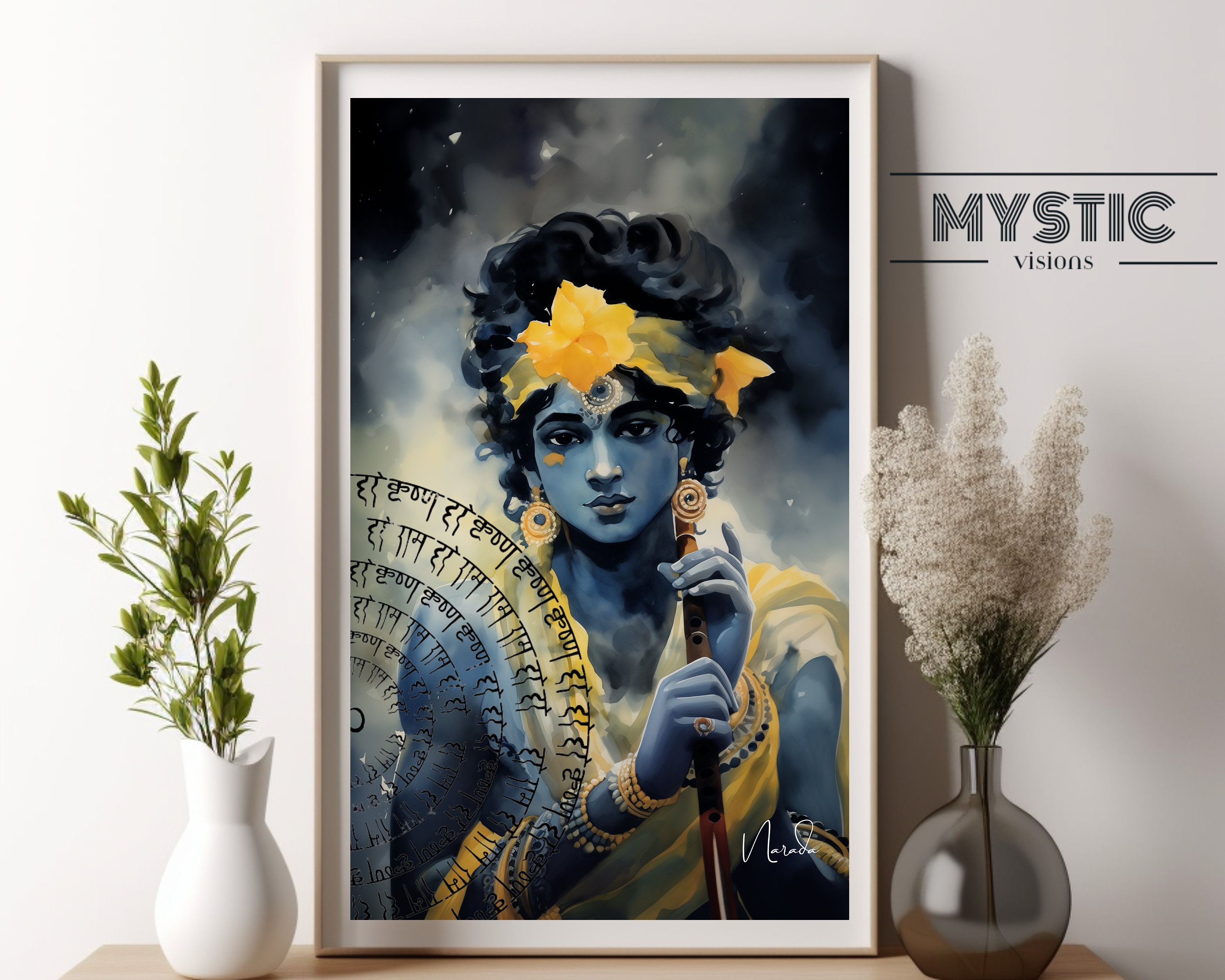Krishna Art, Hare Krishna Wall Decor, Hindu Wall Art, Hindu God Art ...
