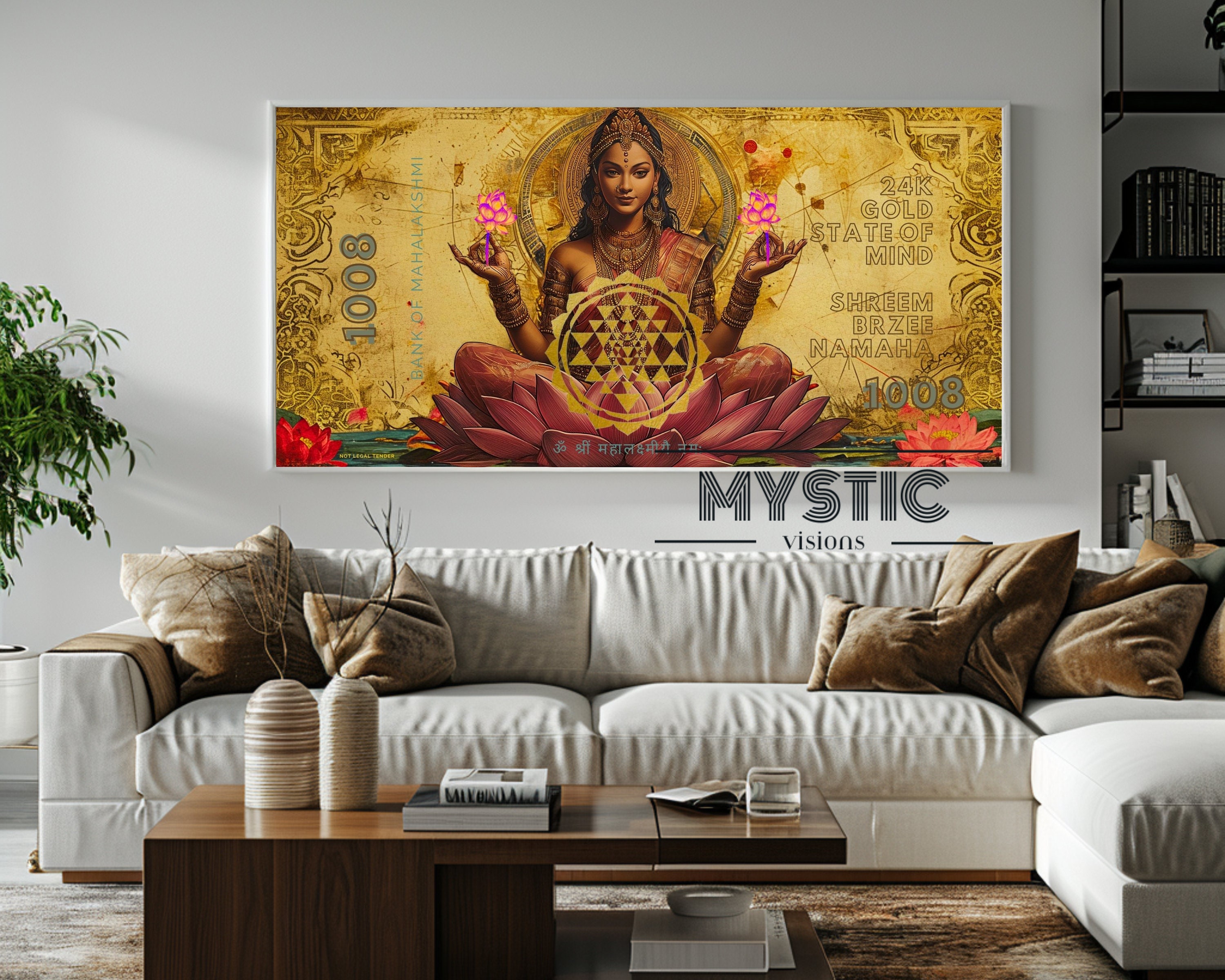 Lakshmi Artwork,lakshmi Painting, Lakshmi Poster, Shreem Brzee Wall Art ...