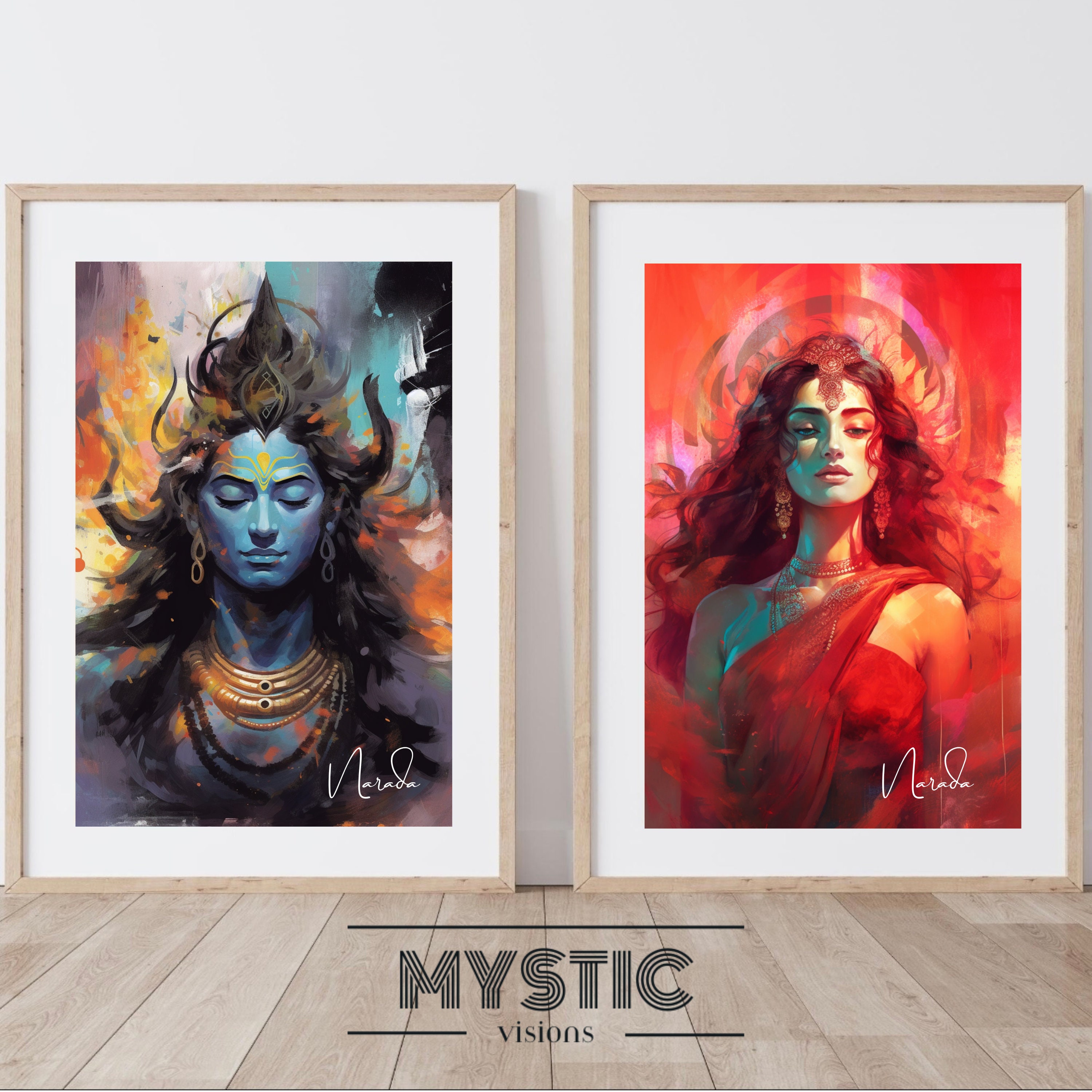 Shiva Shakti Wall Art, Hindu God Illustration, Hindu God Art, Hindu ...