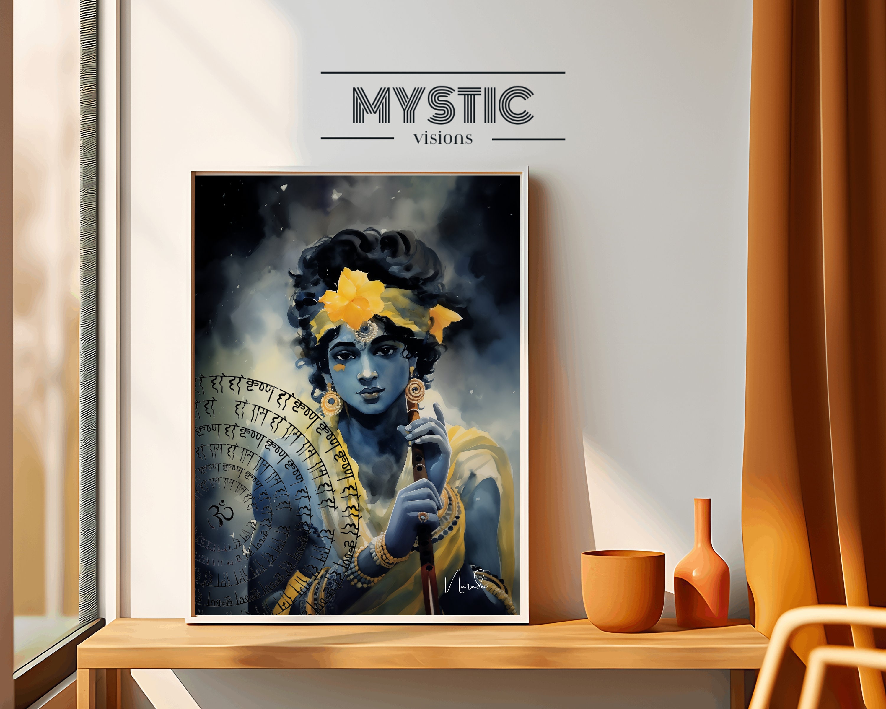 Krishna Art, Hare Krishna Wall Decor, Hindu Wall Art, Hindu God Art ...