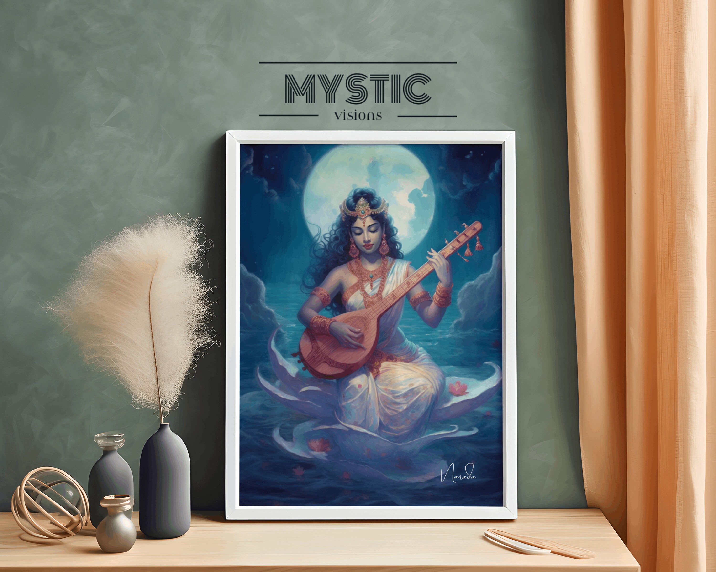 Saraswati, Goddess Illustration, Hindu Goddess, India Artwork, Hindu ...