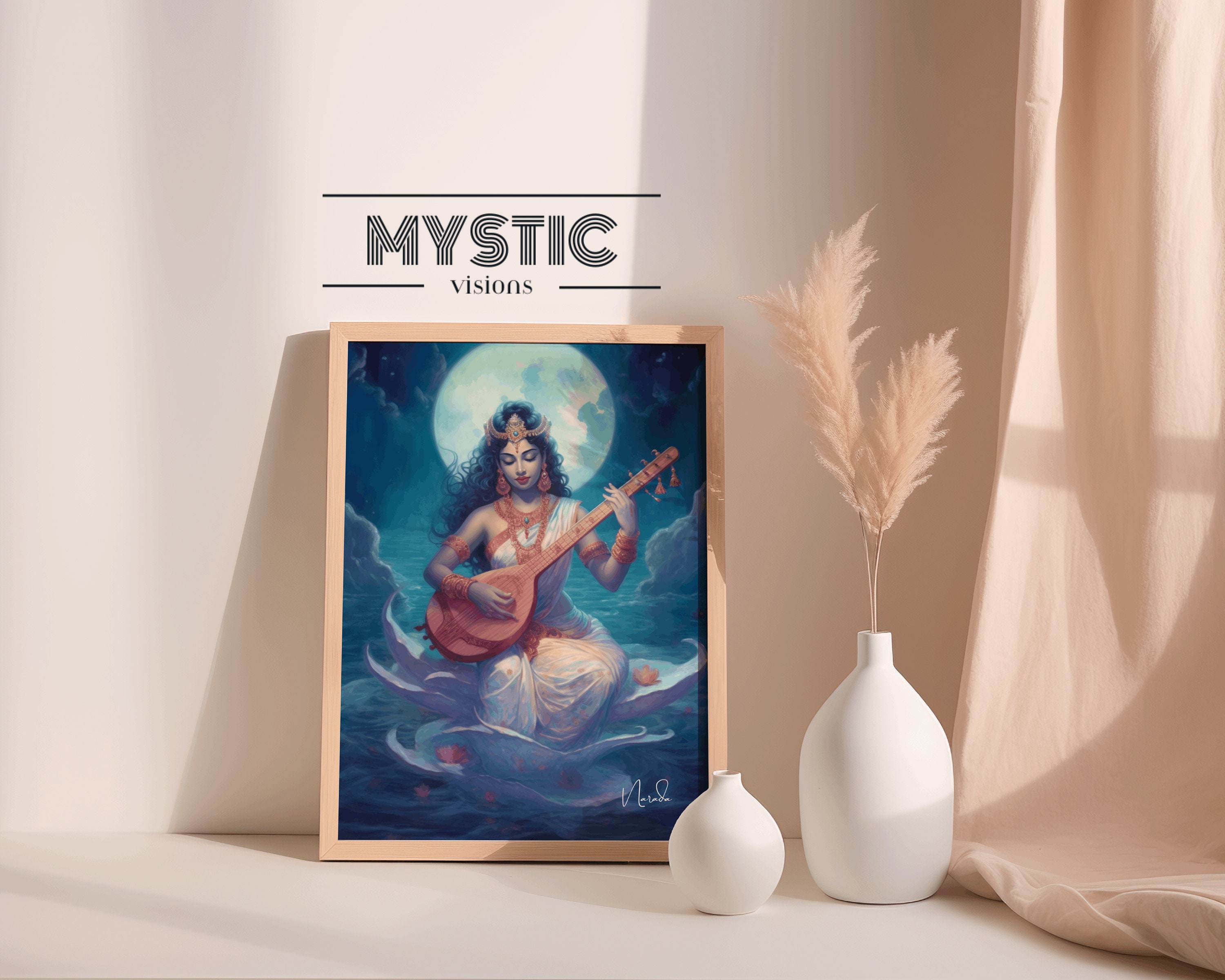 Saraswati, Goddess Illustration, Hindu Goddess, India Artwork, Hindu ...