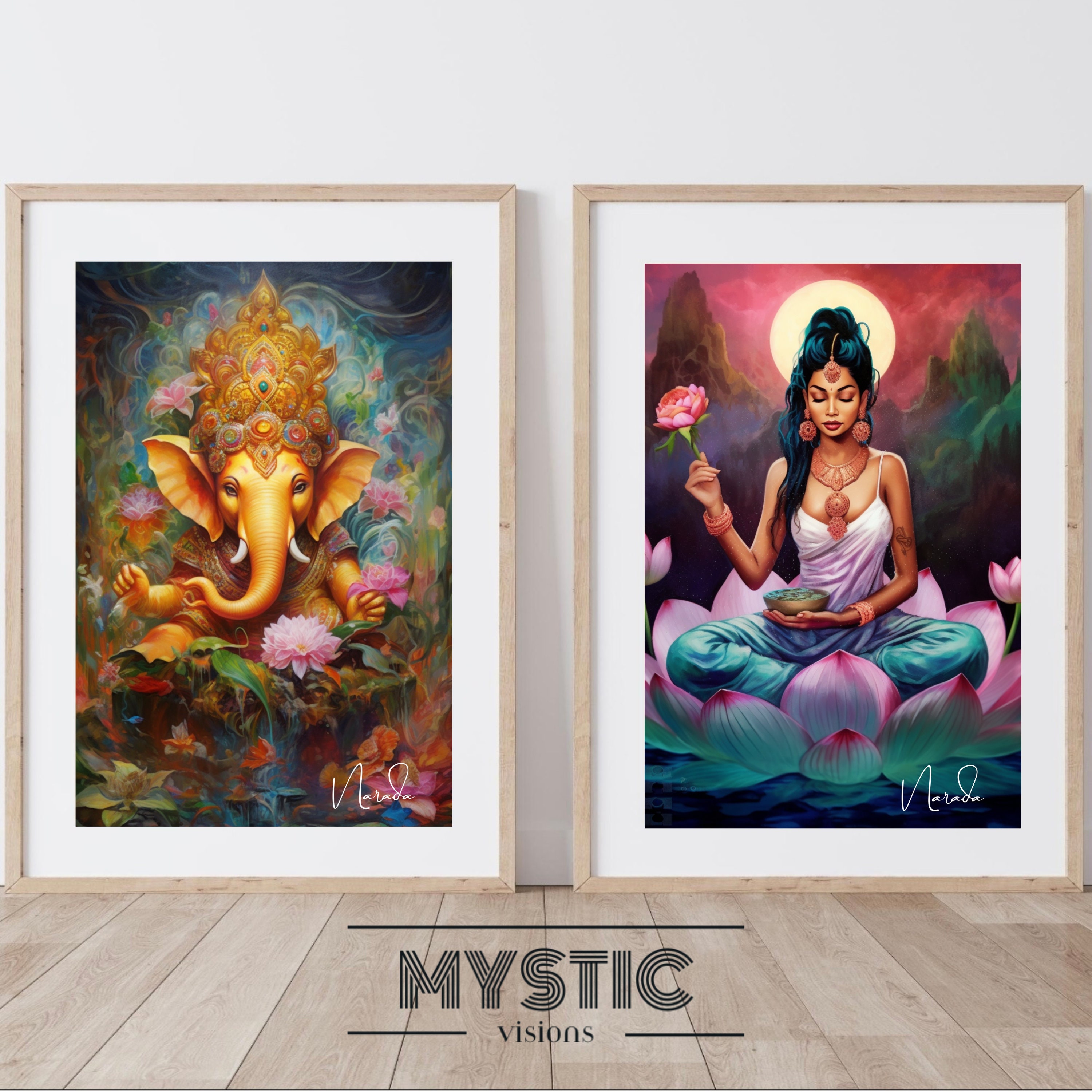 Ganesha Print Lakshmi Poster Hindu Wall Art Hindu Painting - Etsy