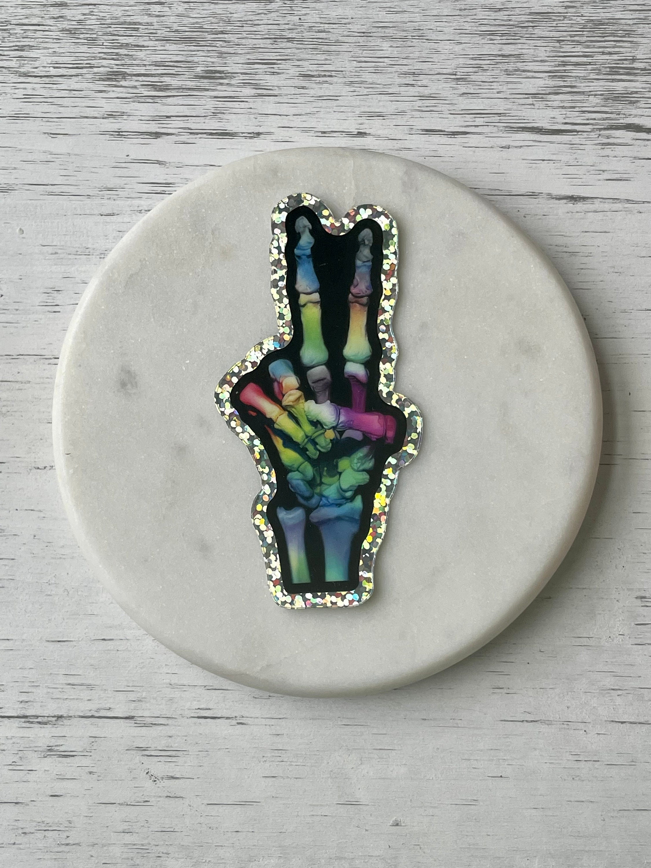 Rainbow Skeleton Hand Peace Sign Waterproof Durable Vinyl - Etsy