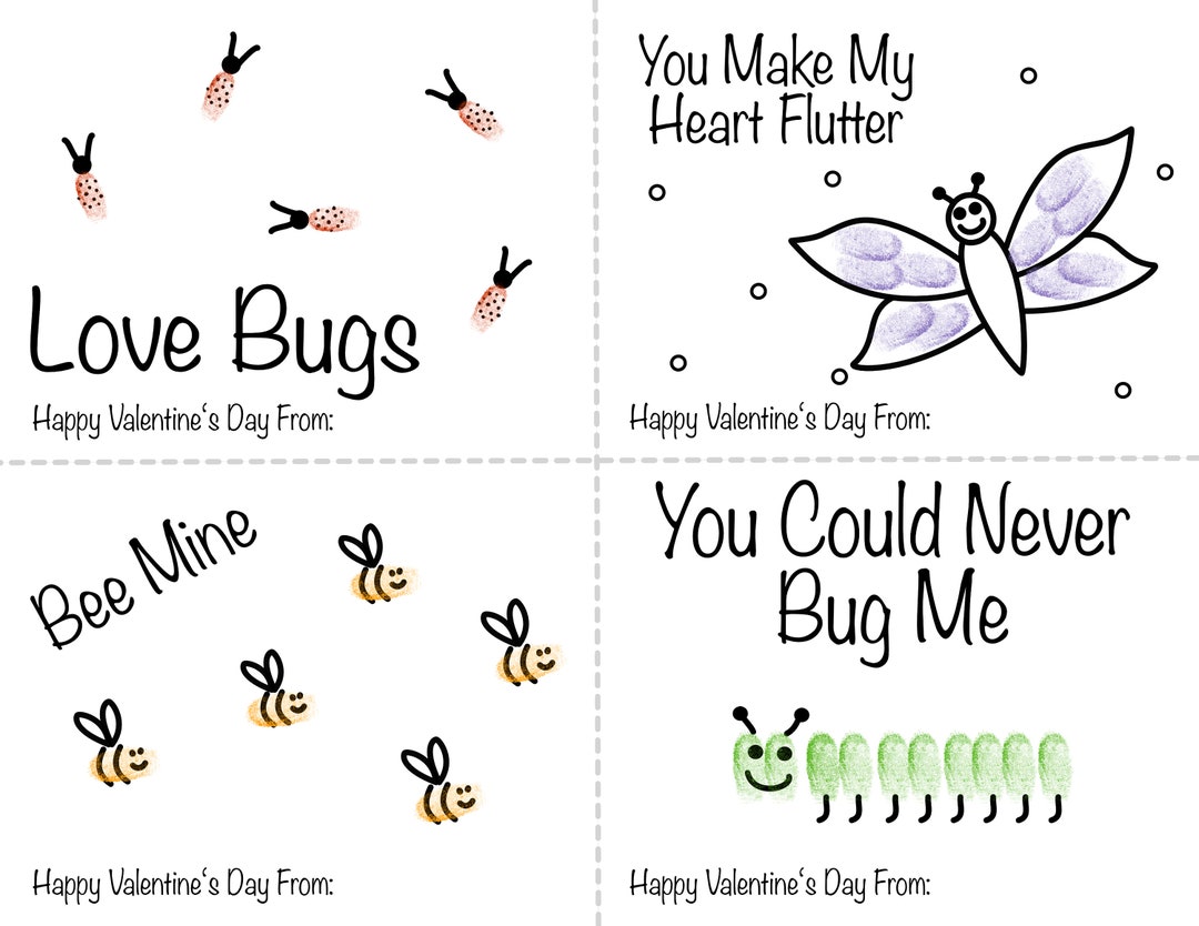 Thumbprint Valentine's Day Cards Activity Cut-out Cards - Etsy