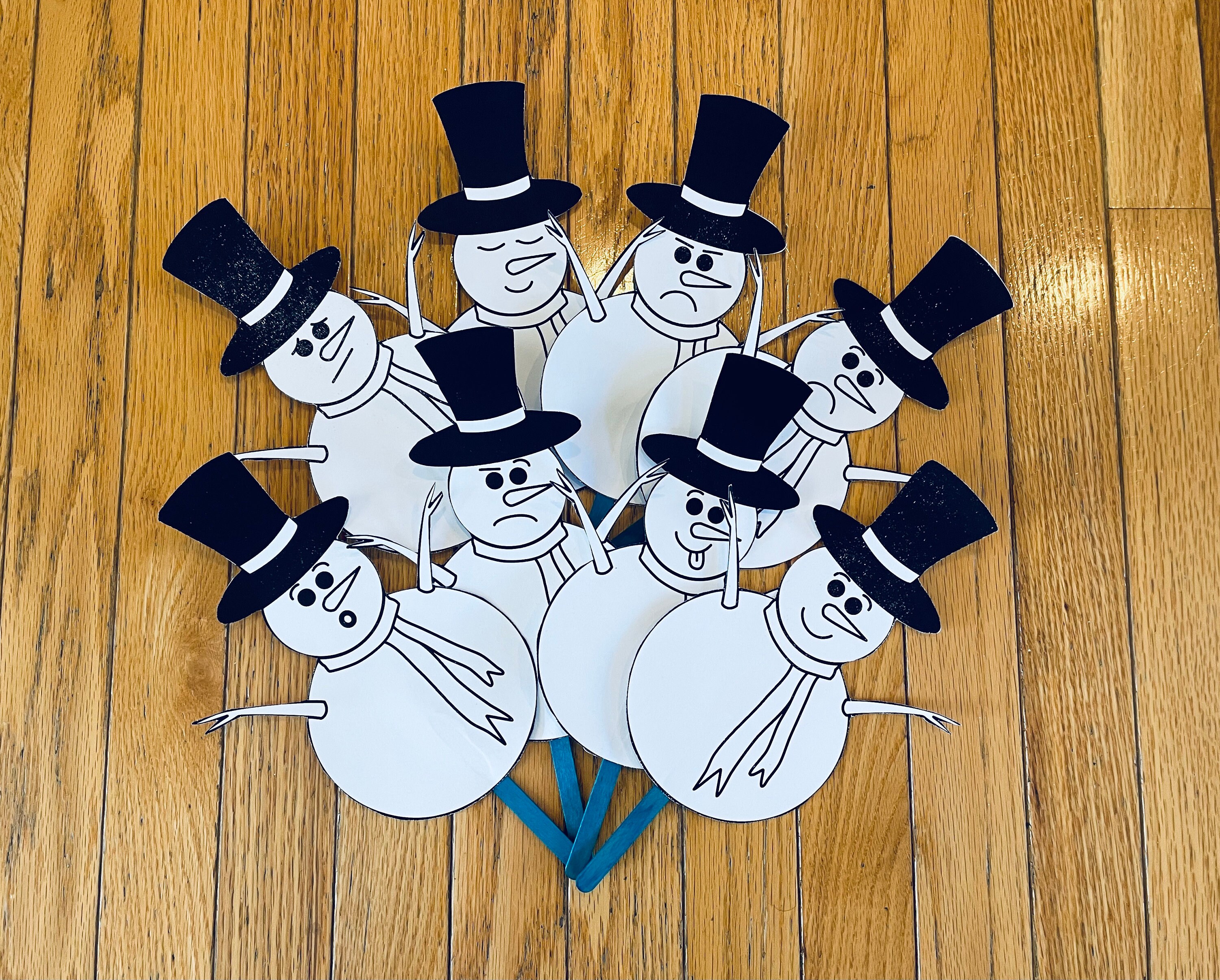 Snowman Emotions Stick Puppets - Etsy