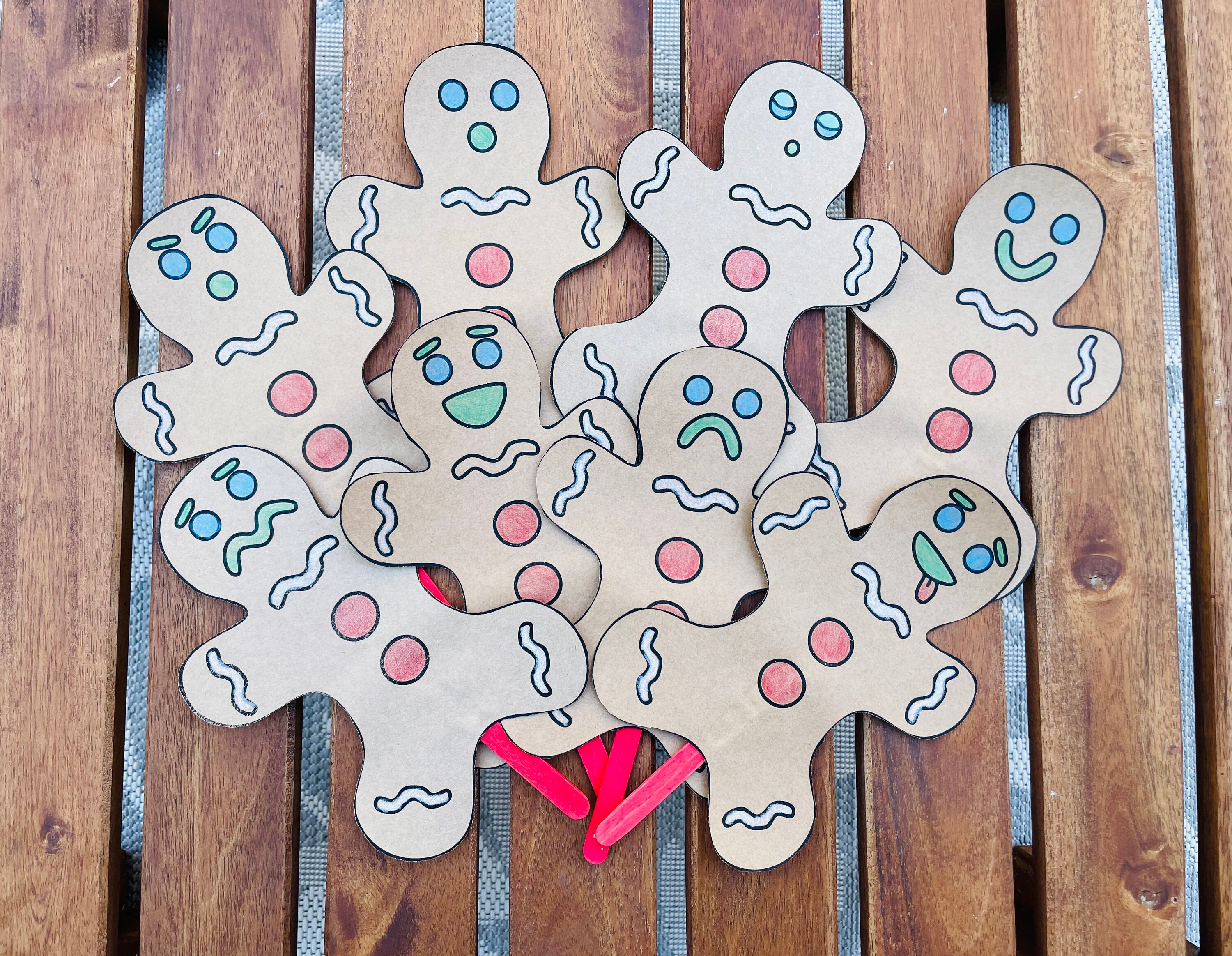 Gingerbread Man Emotions Stick Puppets - Etsy