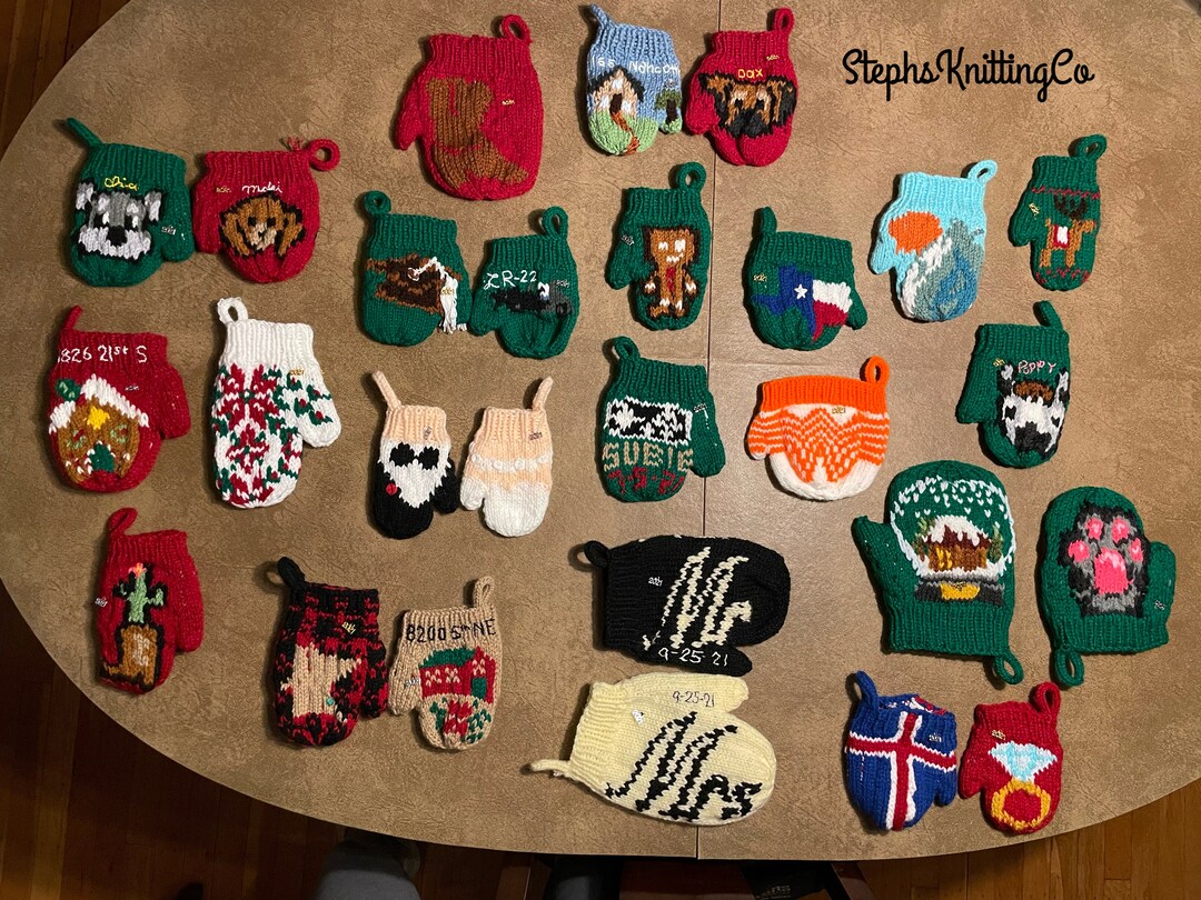 Custom Knit Mini Mitten Christmas Ornaments - Etsy