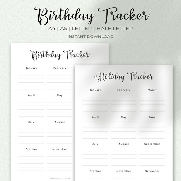 Family Birthday Tracker - Etsy