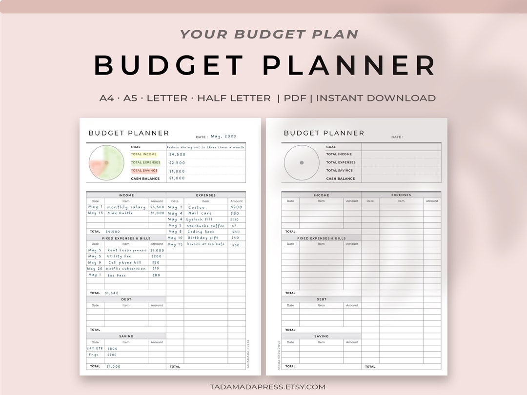 Budget Planner Printable Sheet Budget Overview Easy - Etsy