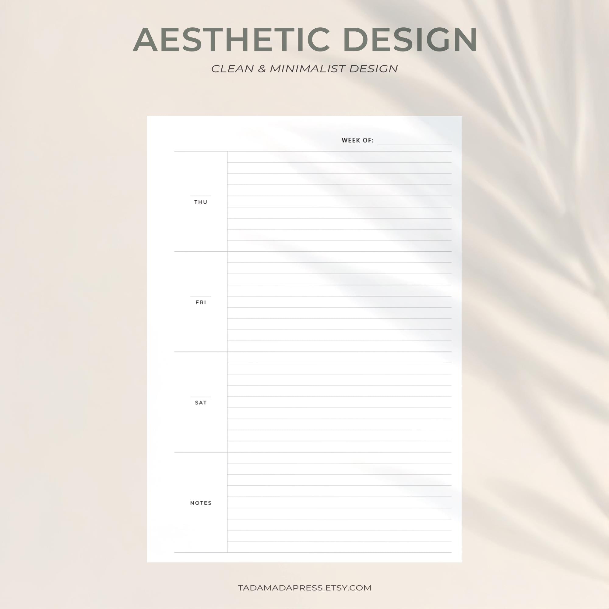 Minimalist Weekly Planner Printable: Undated Grid & Lined Layouts (PDF ...