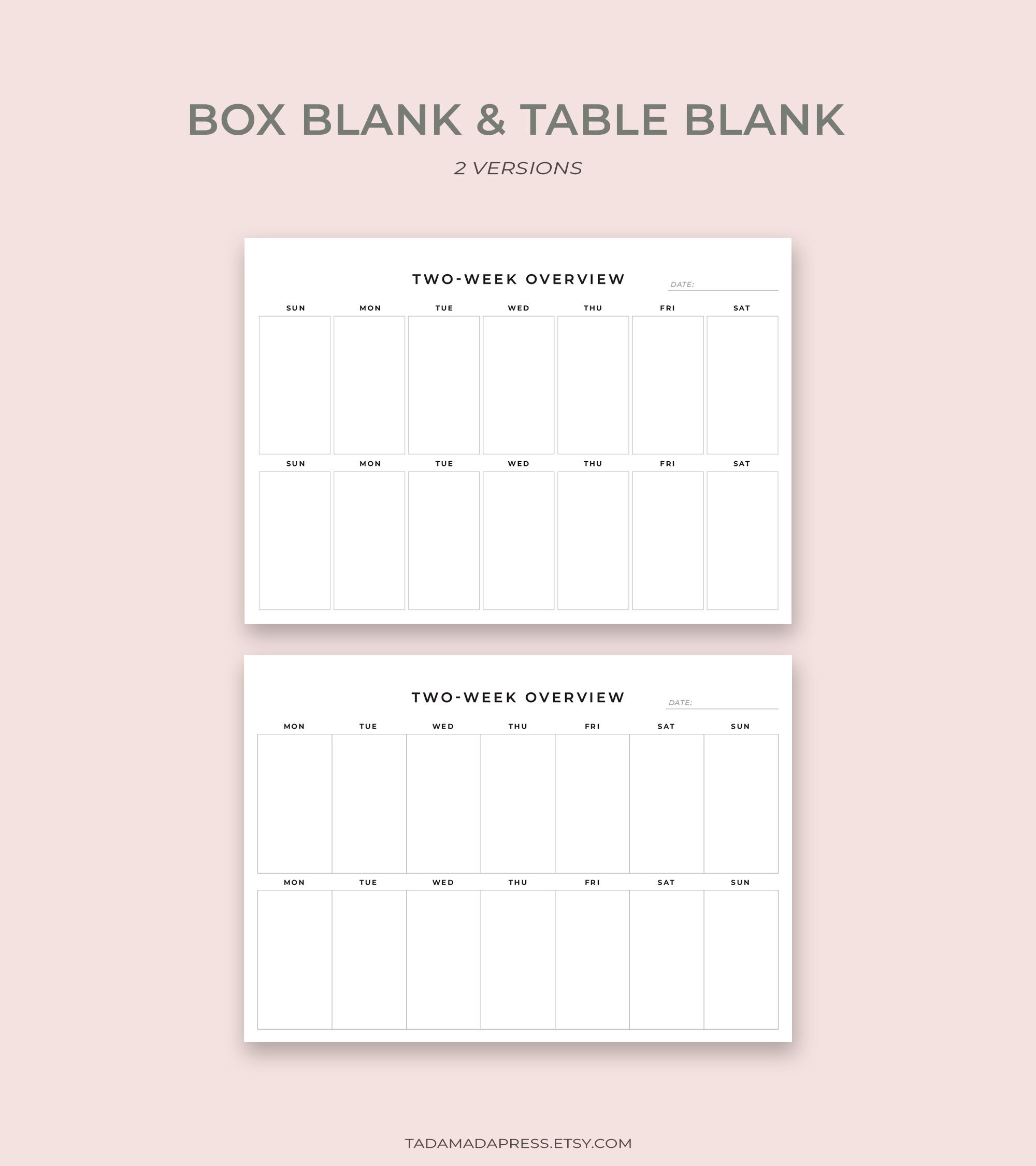Two-week Overview Printable: Bi-weekly Planner (A4, US Letter) (PDF) - Etsy