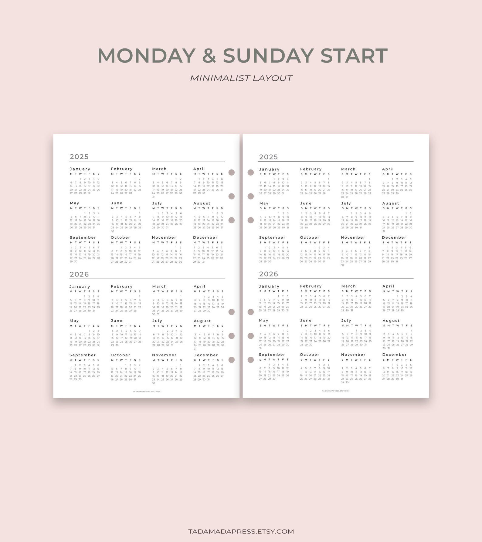 2025-2026 Year At-a-glance Calendar: Minimalist Printable (PDF) - Etsy