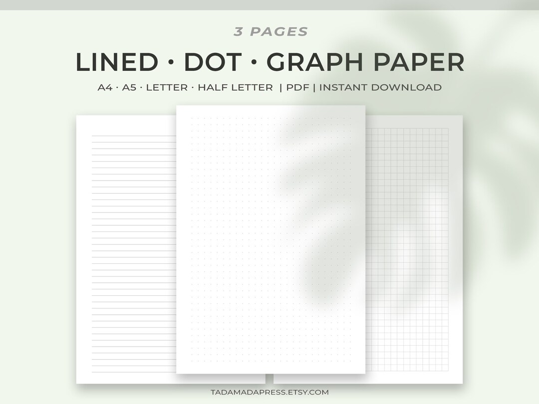 Printable Dotted, Lined Ruled Note, Graph Paper Digital Templates, Best ...