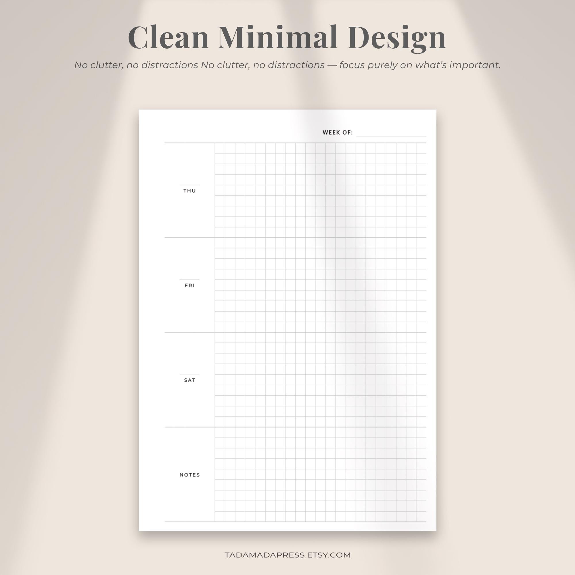 Minimalist Weekly Planner Printable: Undated Grid & Lined Layouts (PDF ...