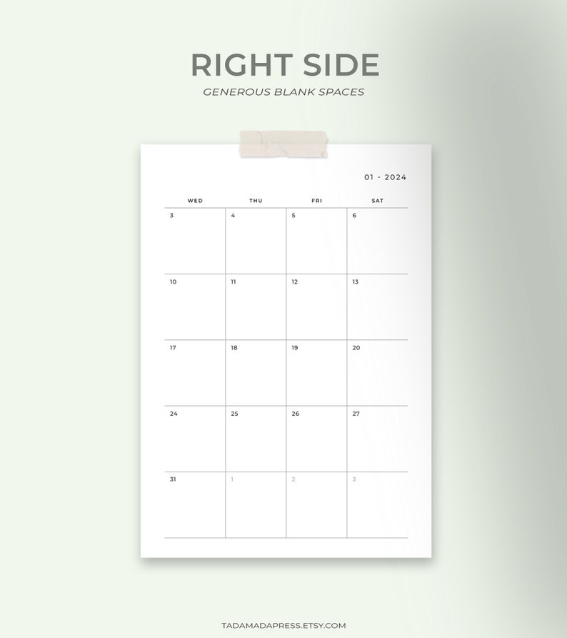 2024 Dated Monthly Printable Planner, Two Page Monthly Calendar ...