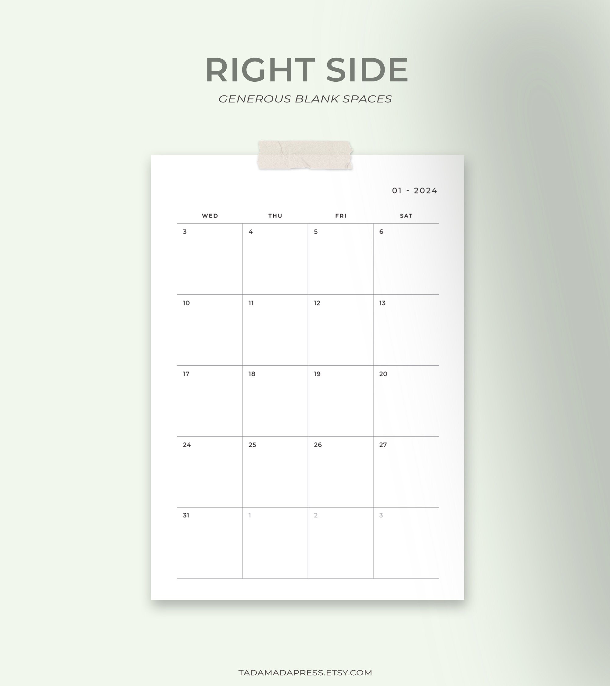 2024 Dated Monthly Printable Planner, Two Page Monthly Calendar ...