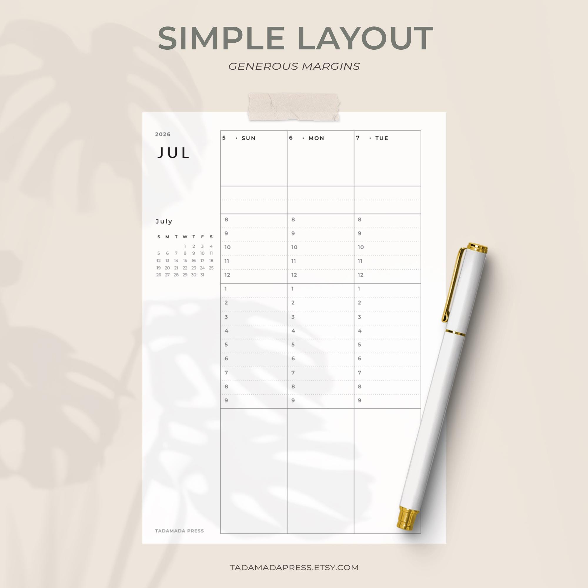 2026 Hourly Weekly Planner: Minimalist Schedule (PDF) - Etsy