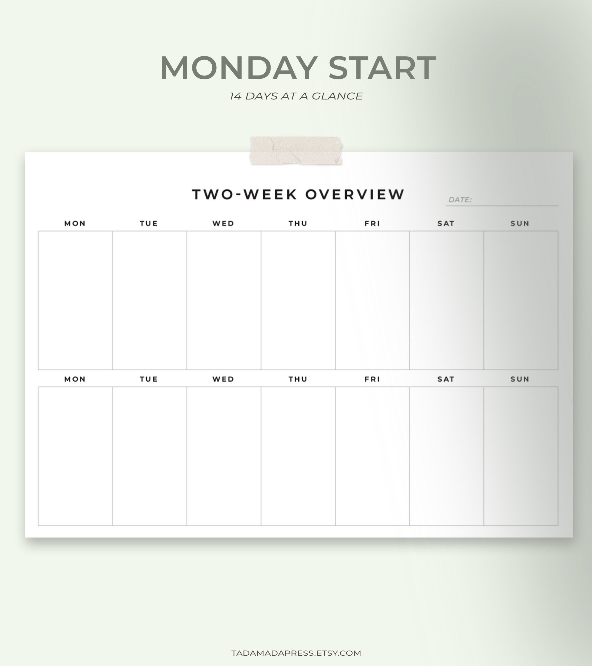 Two-week Overview Printable: Bi-weekly Planner (A4, US Letter) (PDF) - Etsy