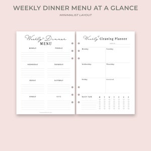 Weekly Dinner Menu Printable Planner, Meal Plan Checklist Schedule ...