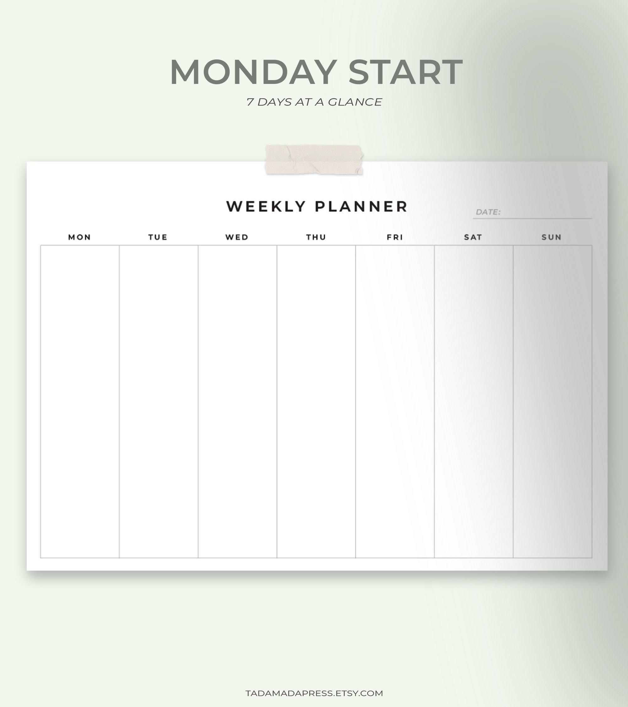 Weekly Planner Printable, Minimalist Landscape Weekly , 7-day 1-page ...