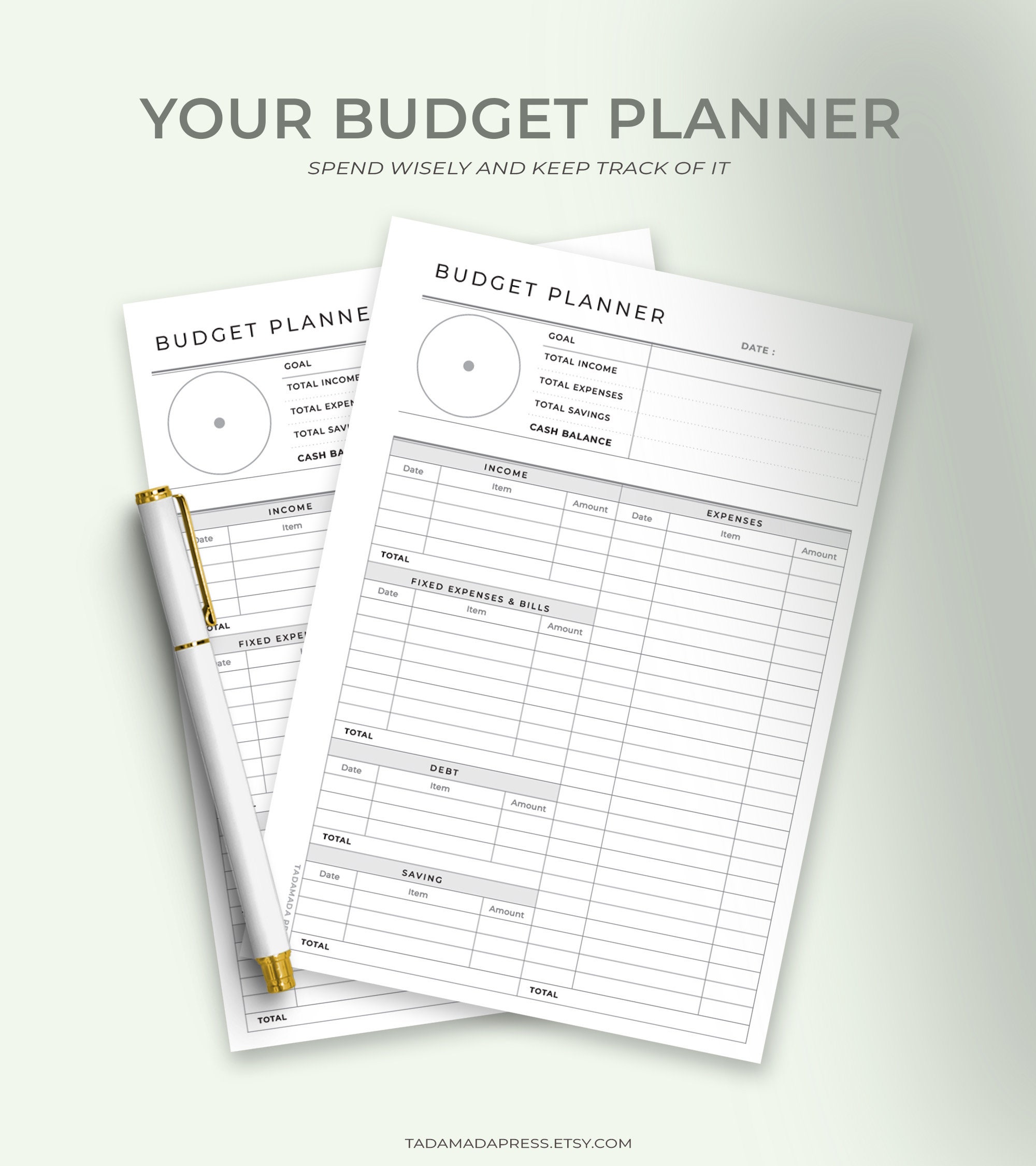 Budget Planner Printable Sheet, Budget Overview, Easy Minimalist Money ...
