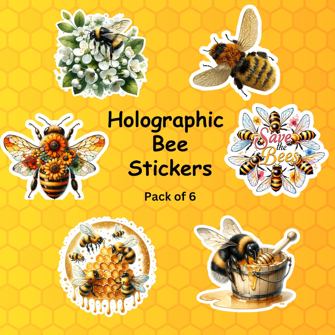 Bee Sticker Pack - Set of 6 Vinyl Laminated Stickers - Etsy