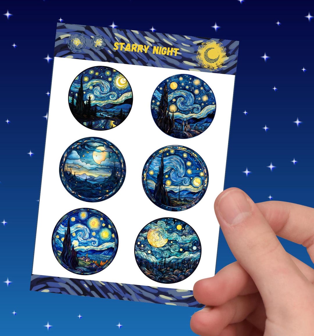 Van Gogh's Starry Night Stickers, Starry Night Decals, Van Gogh Art ...