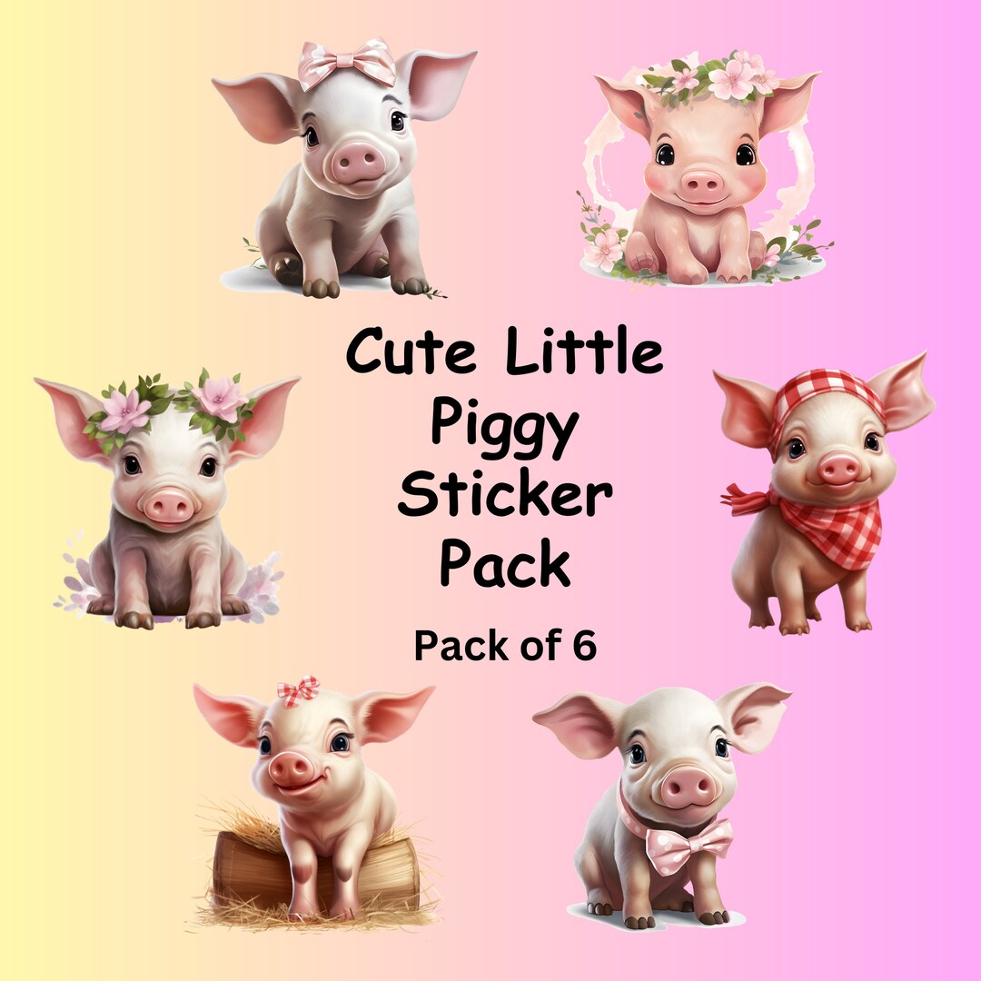 Cute Baby Little Pig Sticker Pack - Etsy
