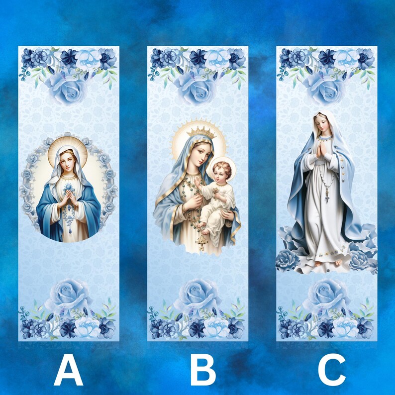 Blessed Virgin Mary Bookmark, Mother Mary, Catholic Gift Idea, Bible ...