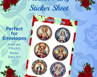 Virgin Mary Stickers, Mother Mary Decals, Catholic Gift Idea, Christian ...