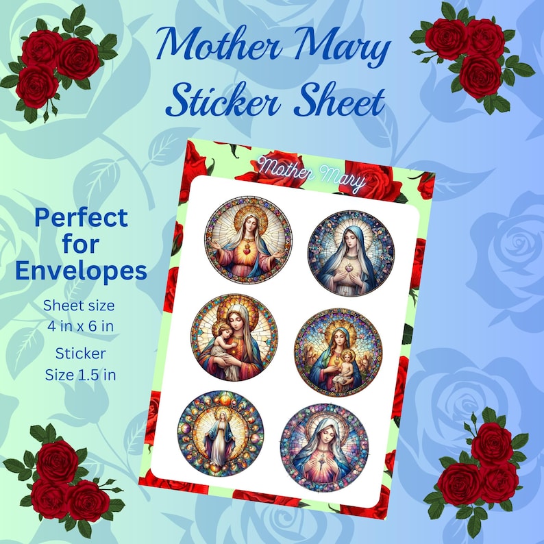 Virgin Mary Stickers, Mother Mary Decals, Catholic Gift Idea, Christian ...