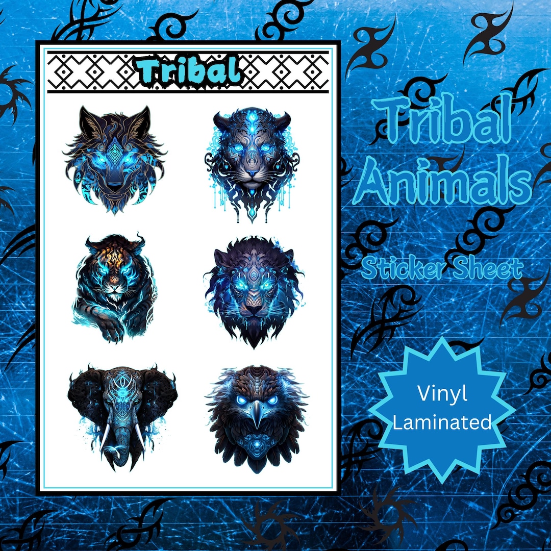Tribal Animals Stickers, Laminated Decals, Wolf, Lion, Elephant - Etsy