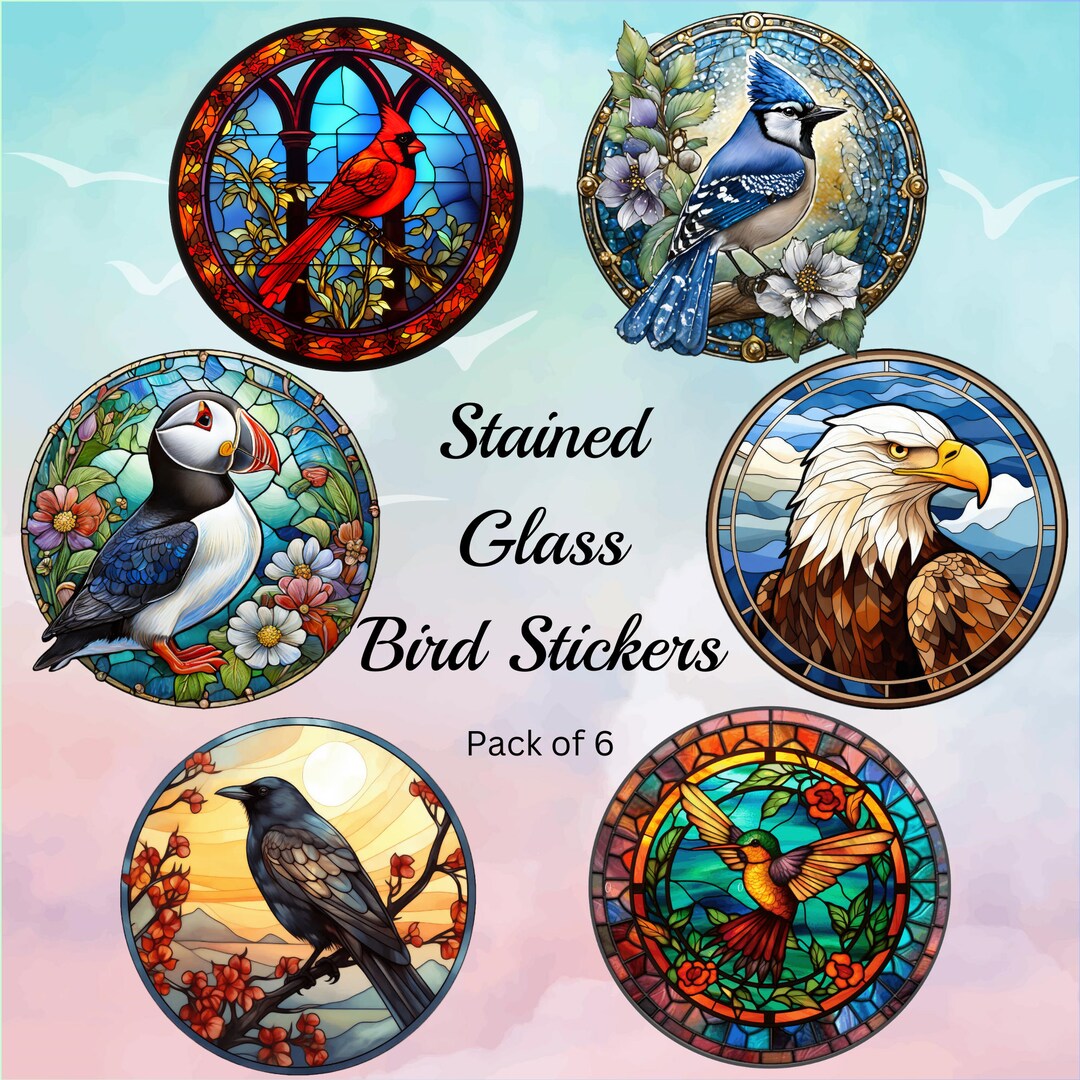 Holographic Stained Glass Bird Sticker Pack Gift Idea For - Etsy
