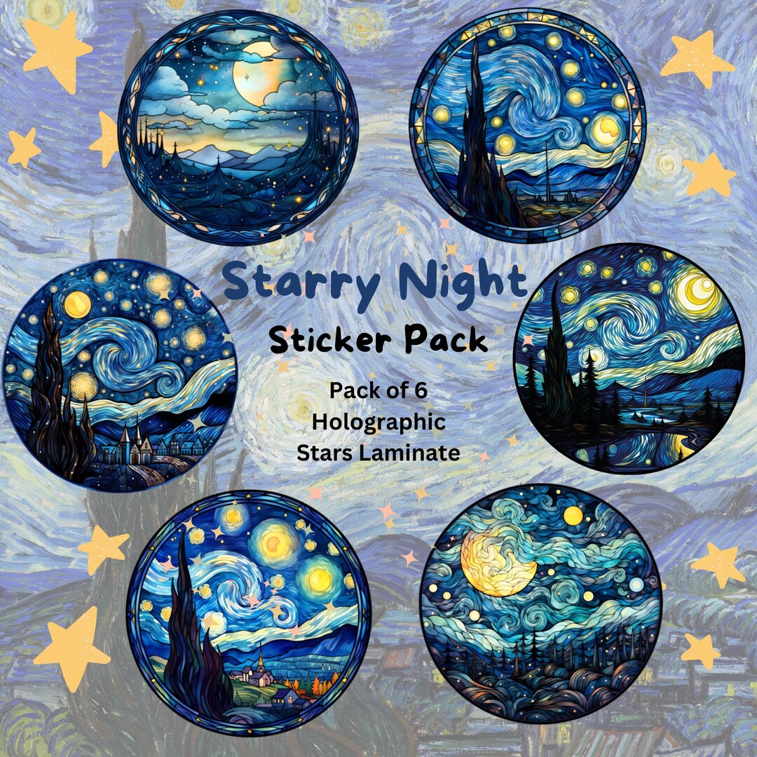 Van Gogh's Starry Night Stickers, Starry Night Decals, Van Gogh Art ...