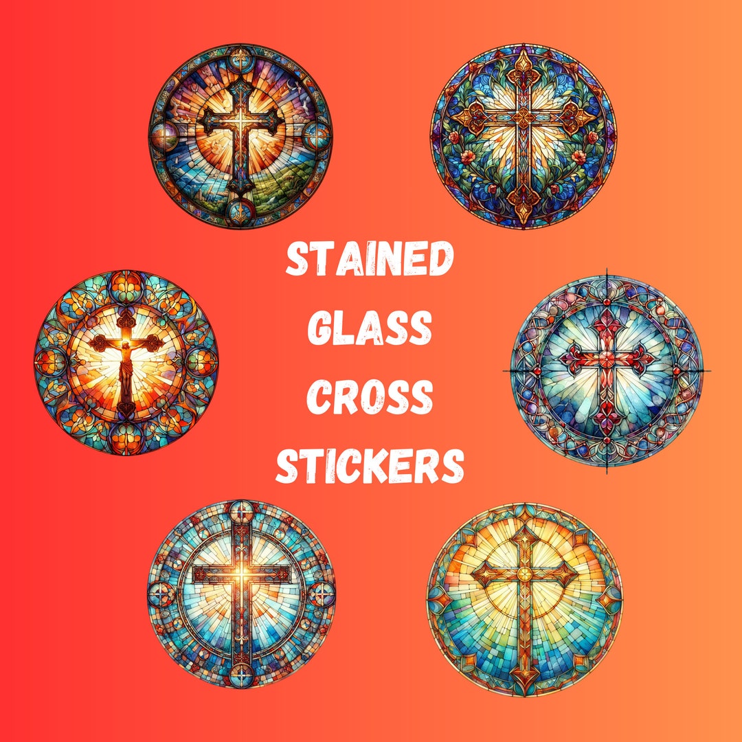 Christian Cross Stained Glass Sticker Pack - Etsy
